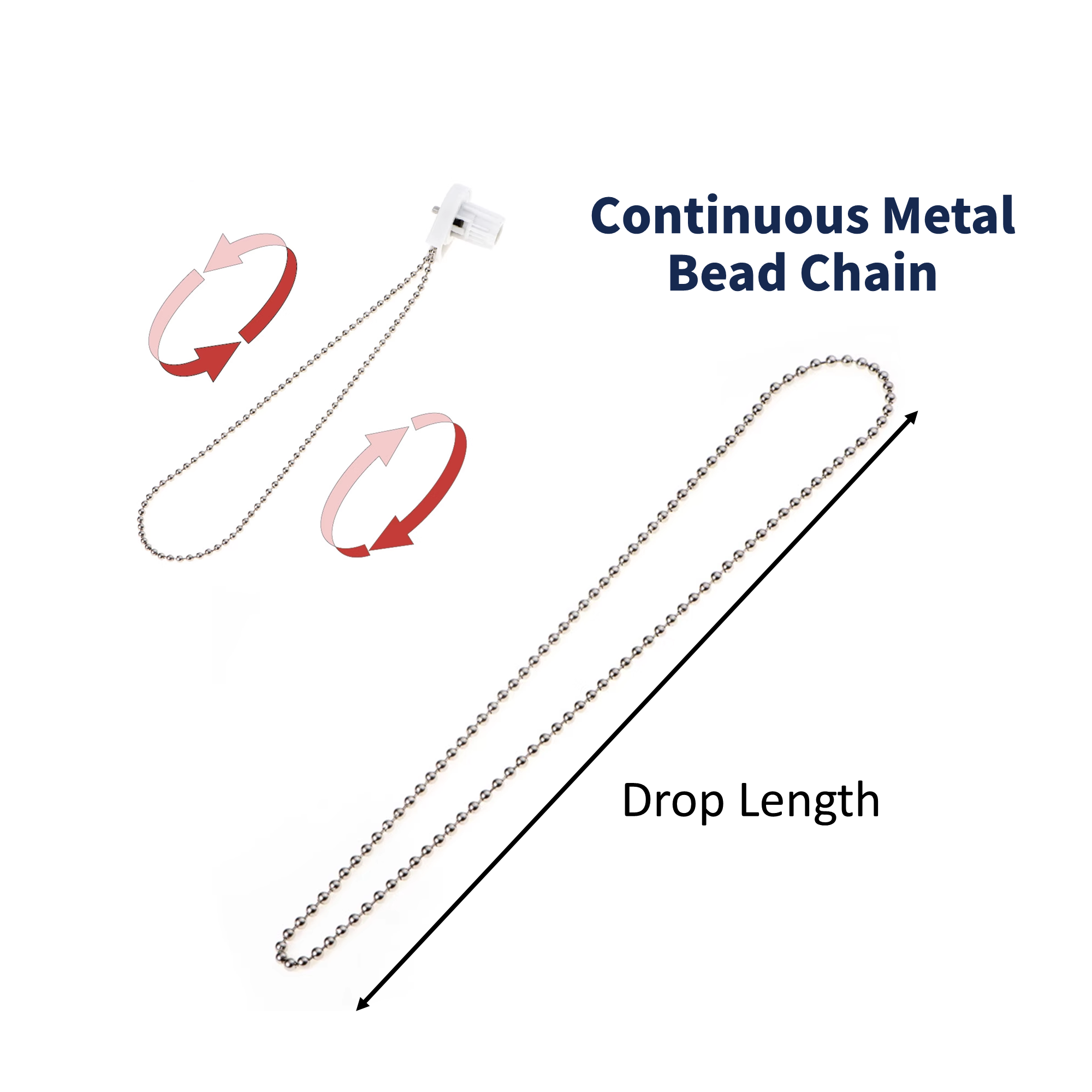 Continuous Metal Bead Chain Loop (No Bracket Included) – Art Shades