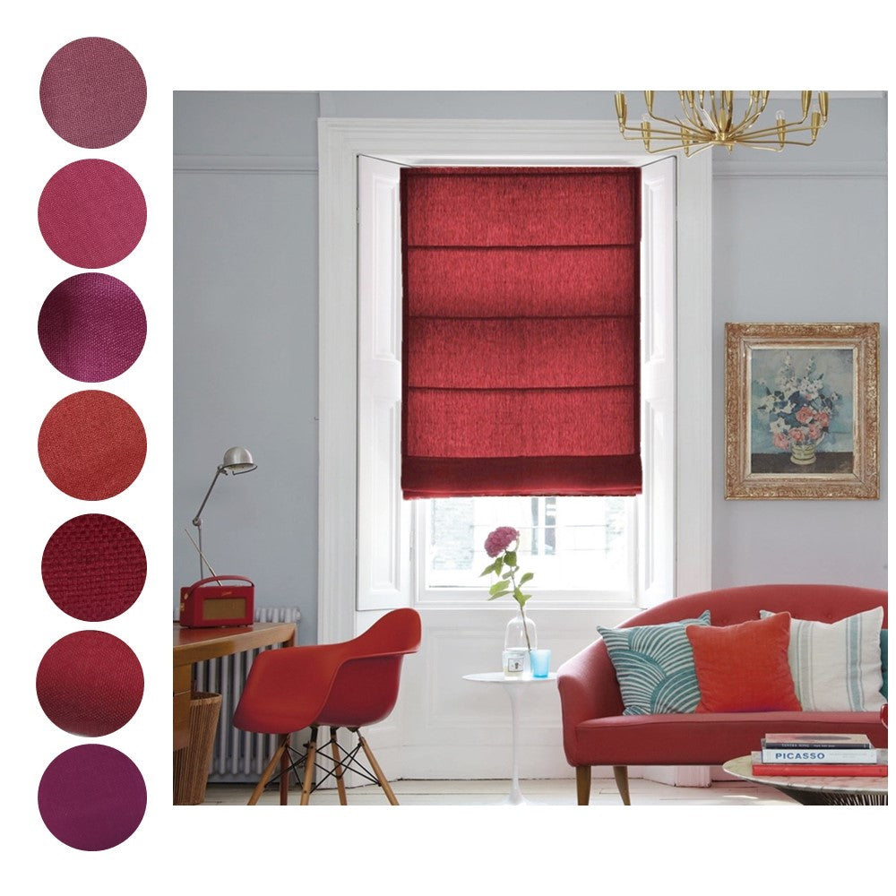 Shade of Red Burgundy Maroon Linen Window Roman Shade – Art Shades
