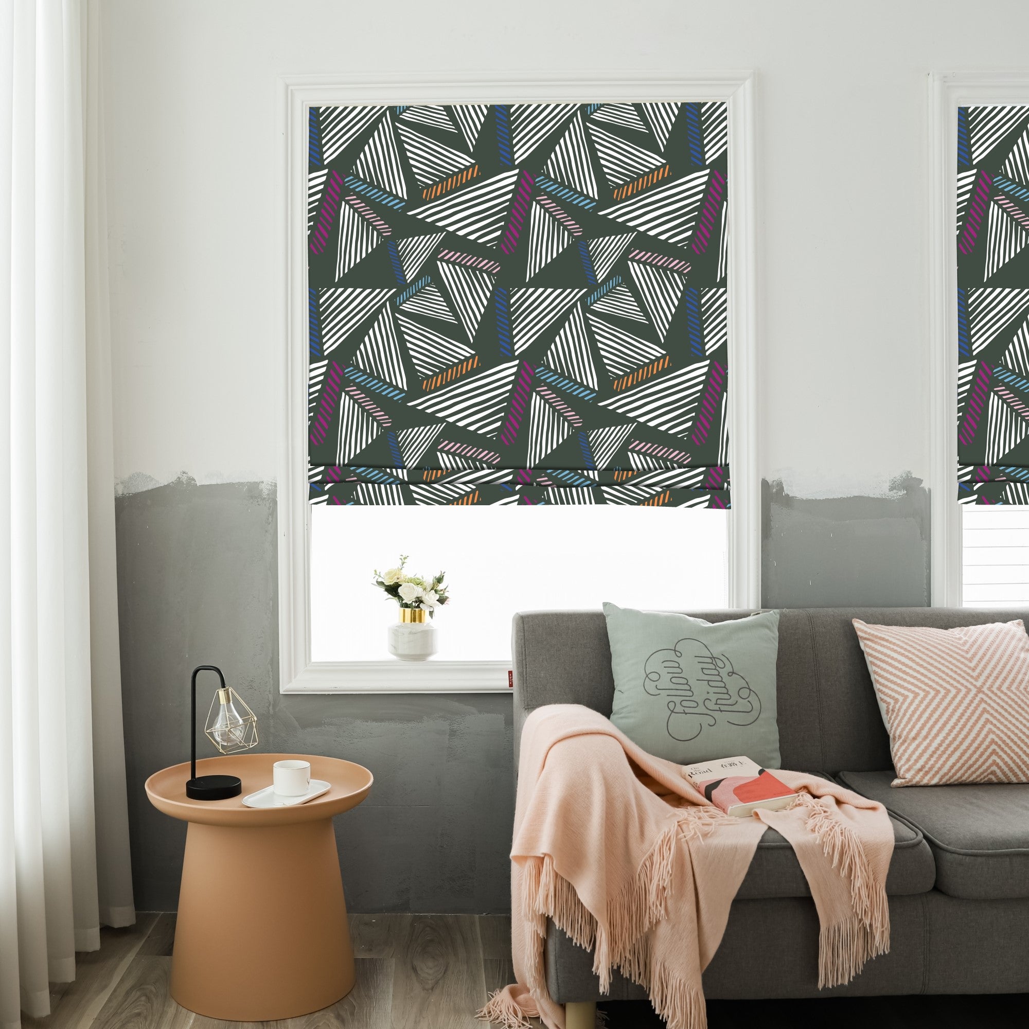 Triangular Geometry Shapes Window Roman Shade – Art Shades