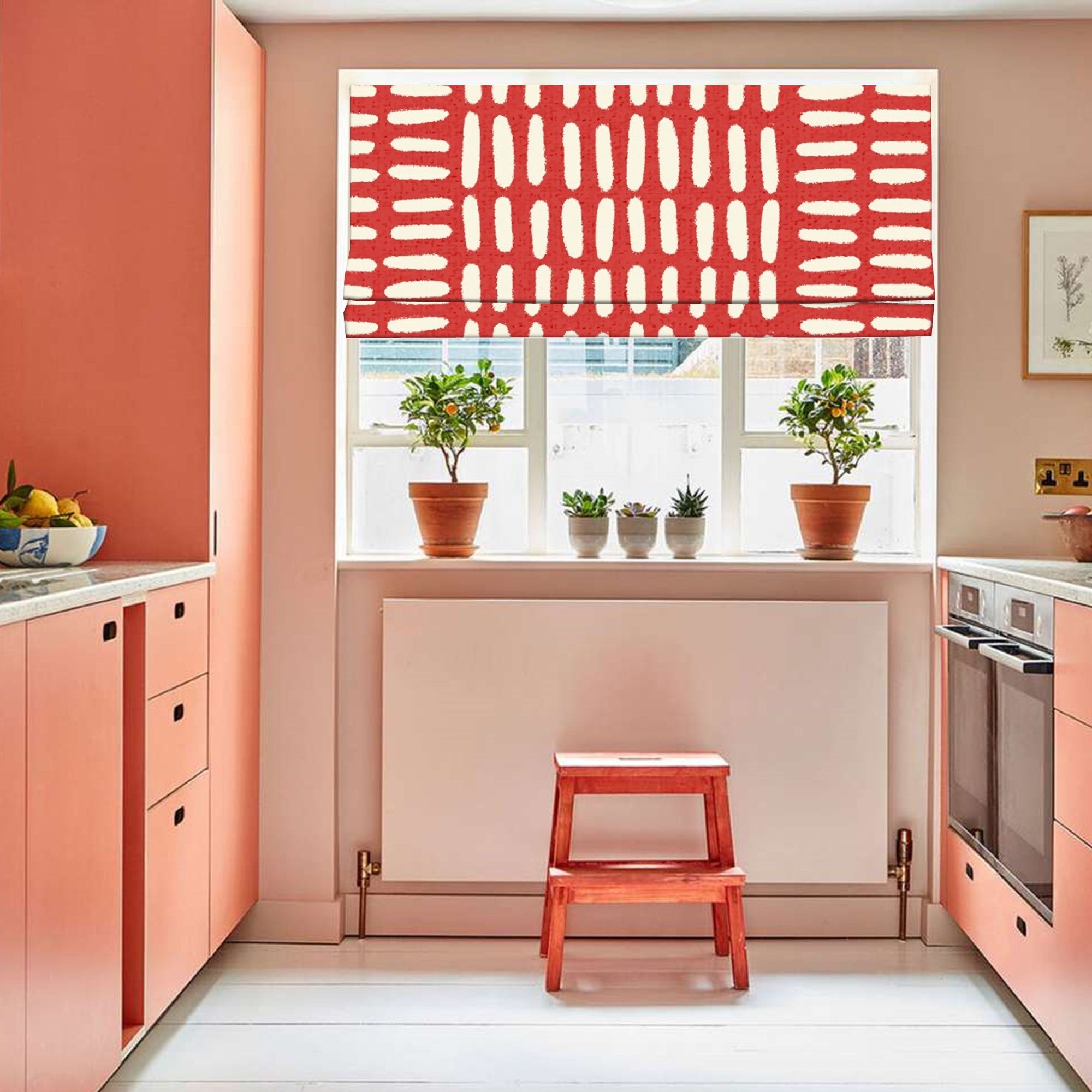 Geometry Red Funky Window Roman Shade – Art Shades