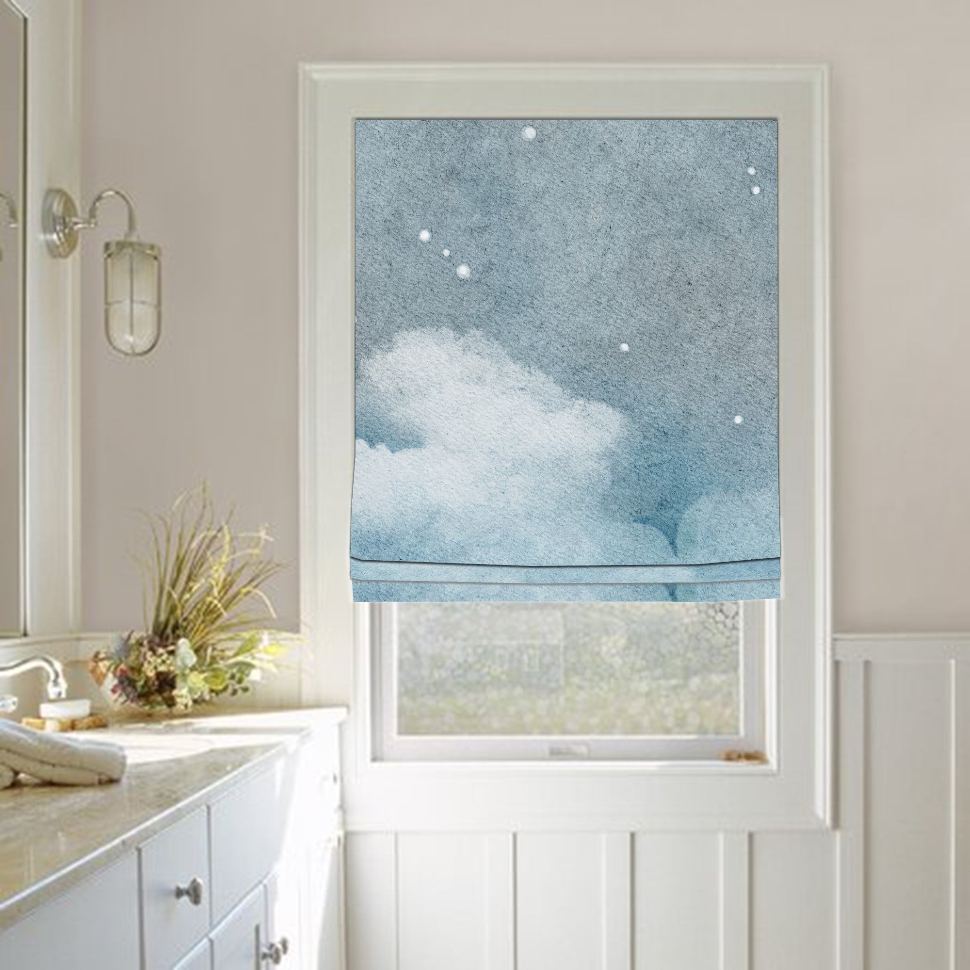 Dawn Sky with Clouds Formation Abstract Watercolor Window Roman Shade ...