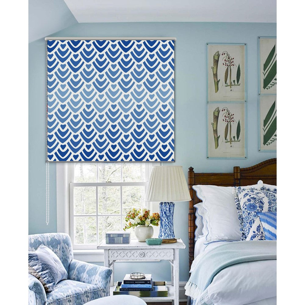 Blue Seamless Geometry Window Roller Shade – Art Shades