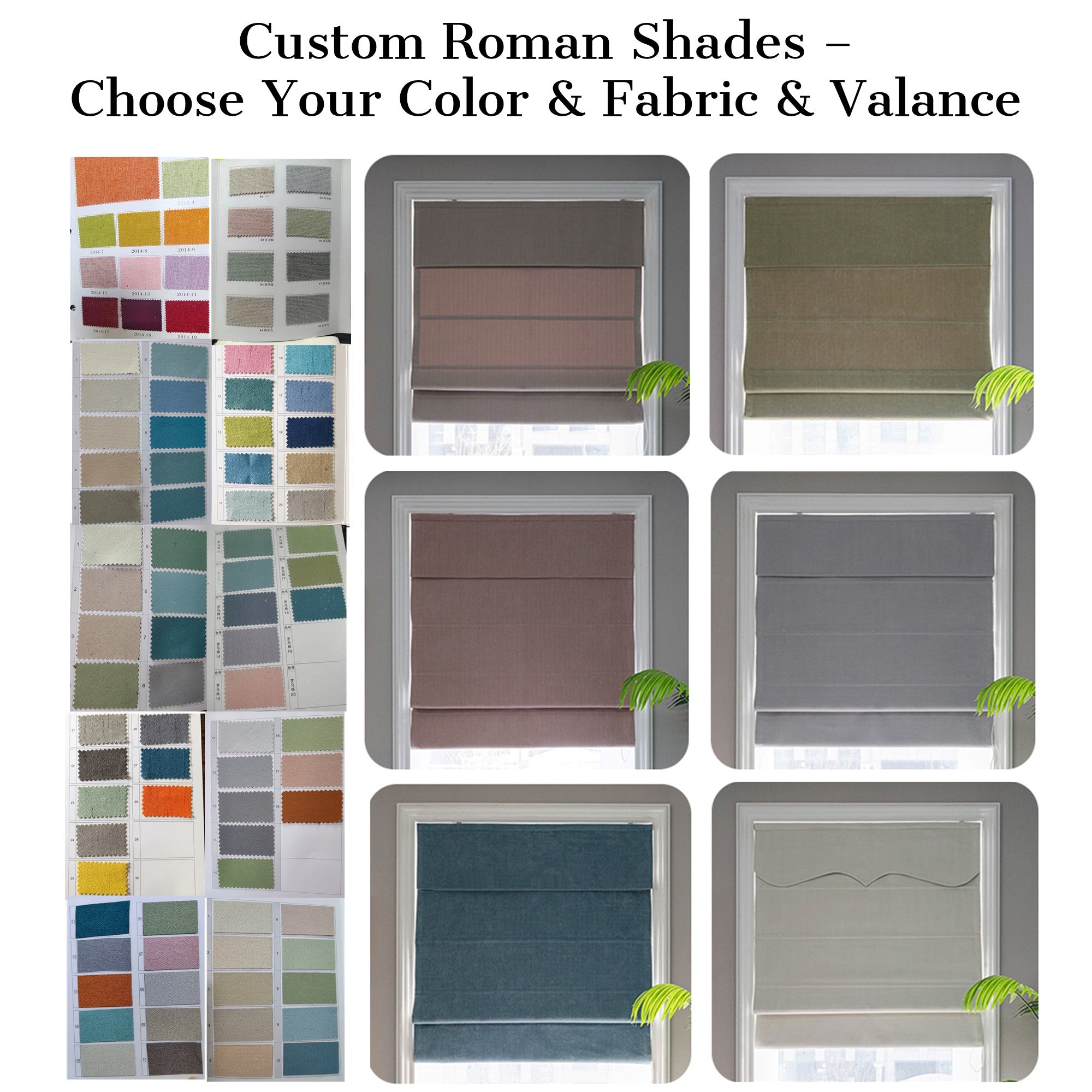 Window Roman Shades - Choose Your Color & Fabric & Valance – Art Shades