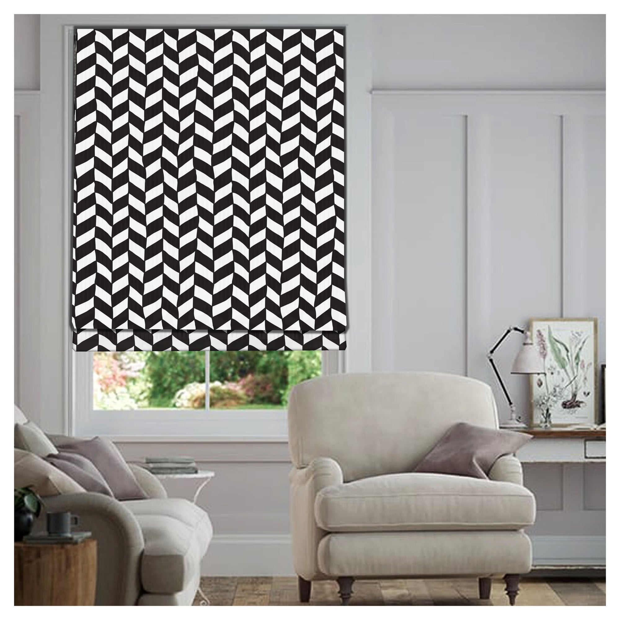 Ribby Striped In White Linen Window Roman Shade – Art Shades
