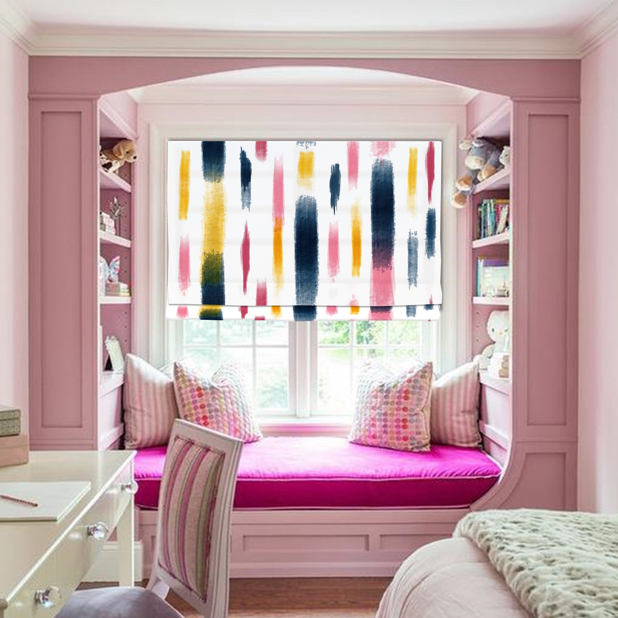Color Brush Paint Window Roman Shade – Art Shades