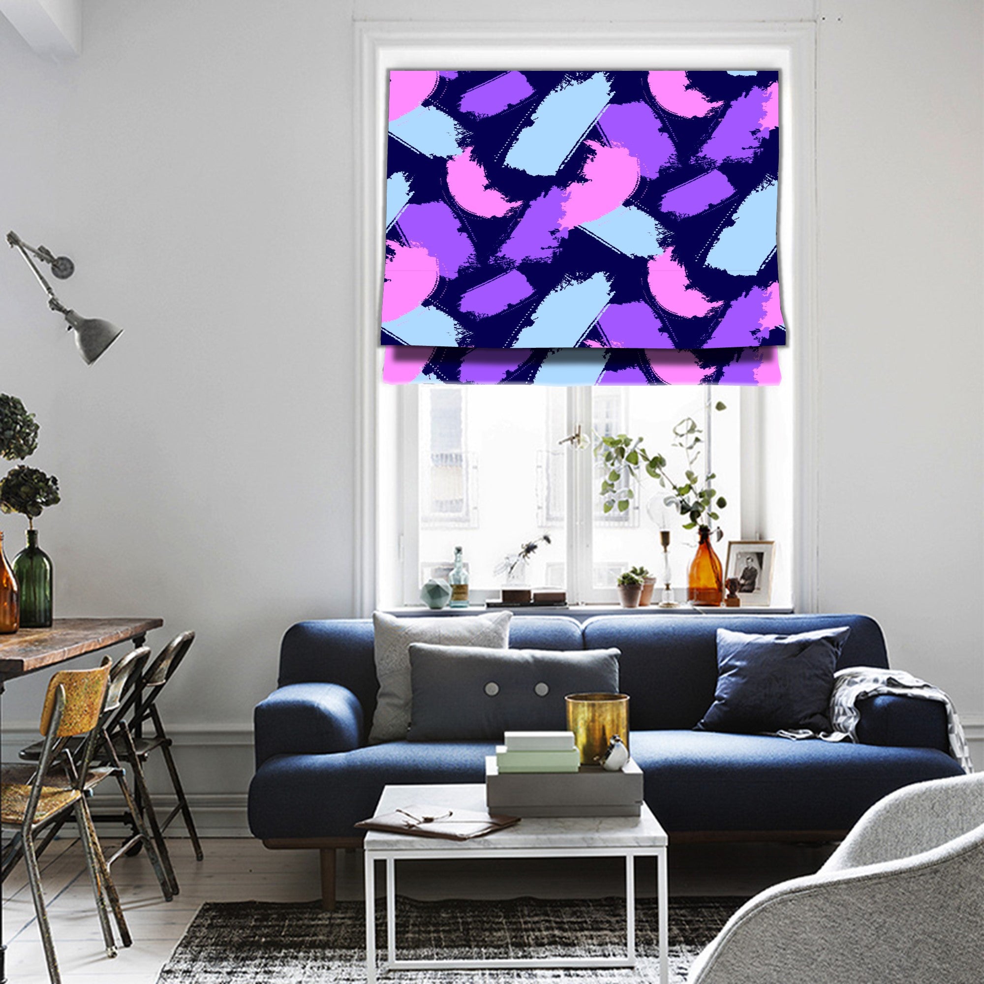Abstract Color Painting Art Window Roman Shade – Art Shades