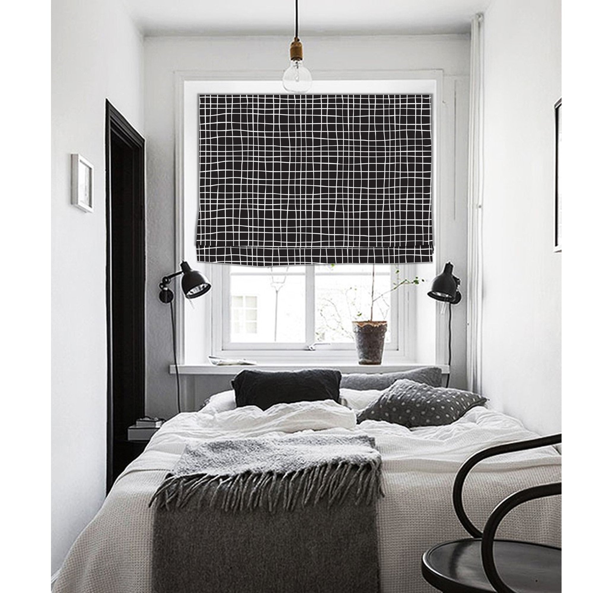 Minimalist Black Net Window Roman Shade – Art Shades