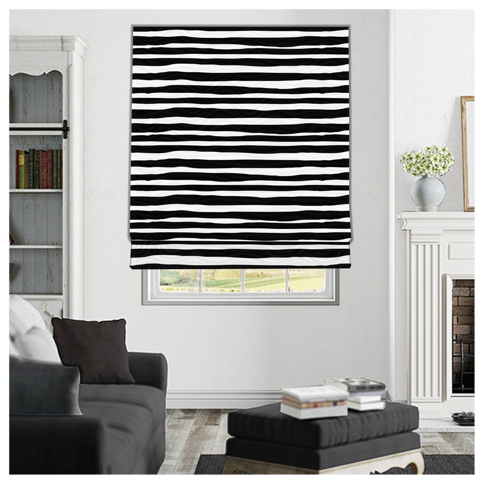 Horizontal Bold Striped Window Roman Shade – Art Shades