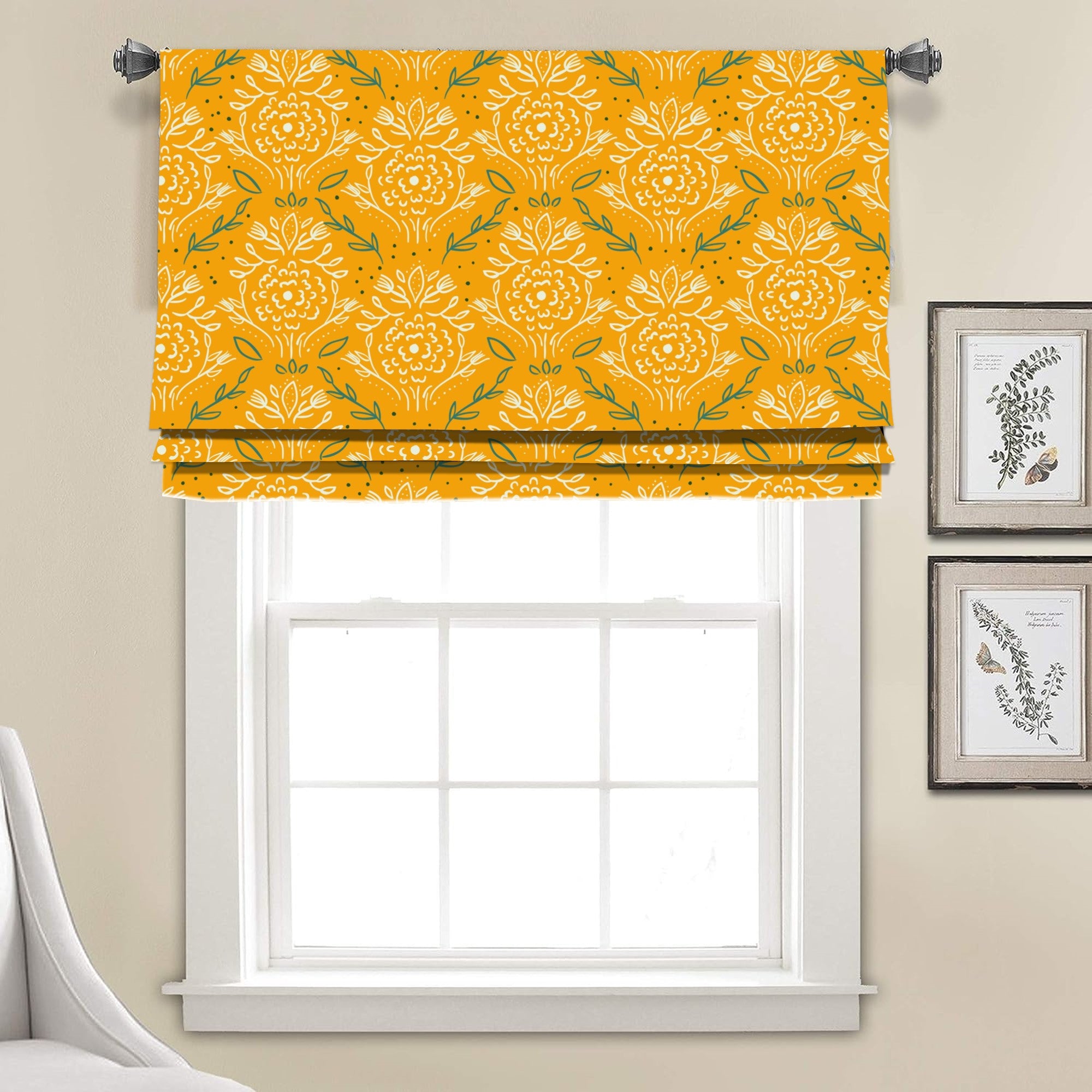 Blue Abstract Brush Paint Faux Roman Shade Valance – Art Shades