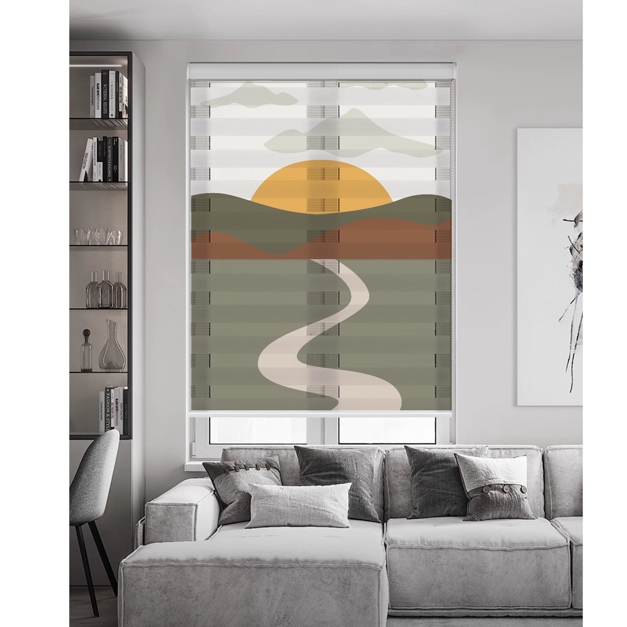 Modern Desert Minimalism Window Zebra Roller Shades – Art Shades
