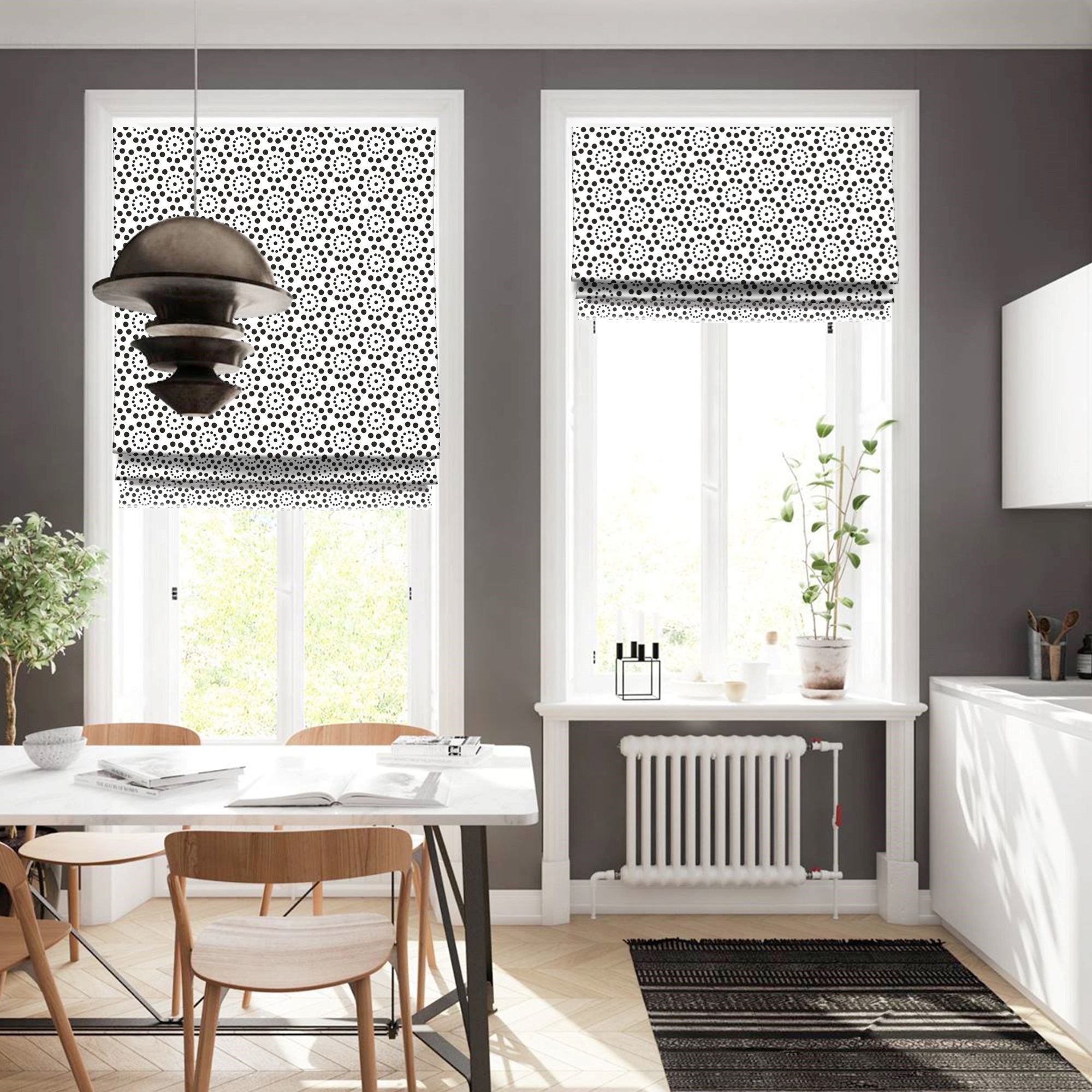 Elegant Geometry Monochrome Window Roman Shade – Art Shades