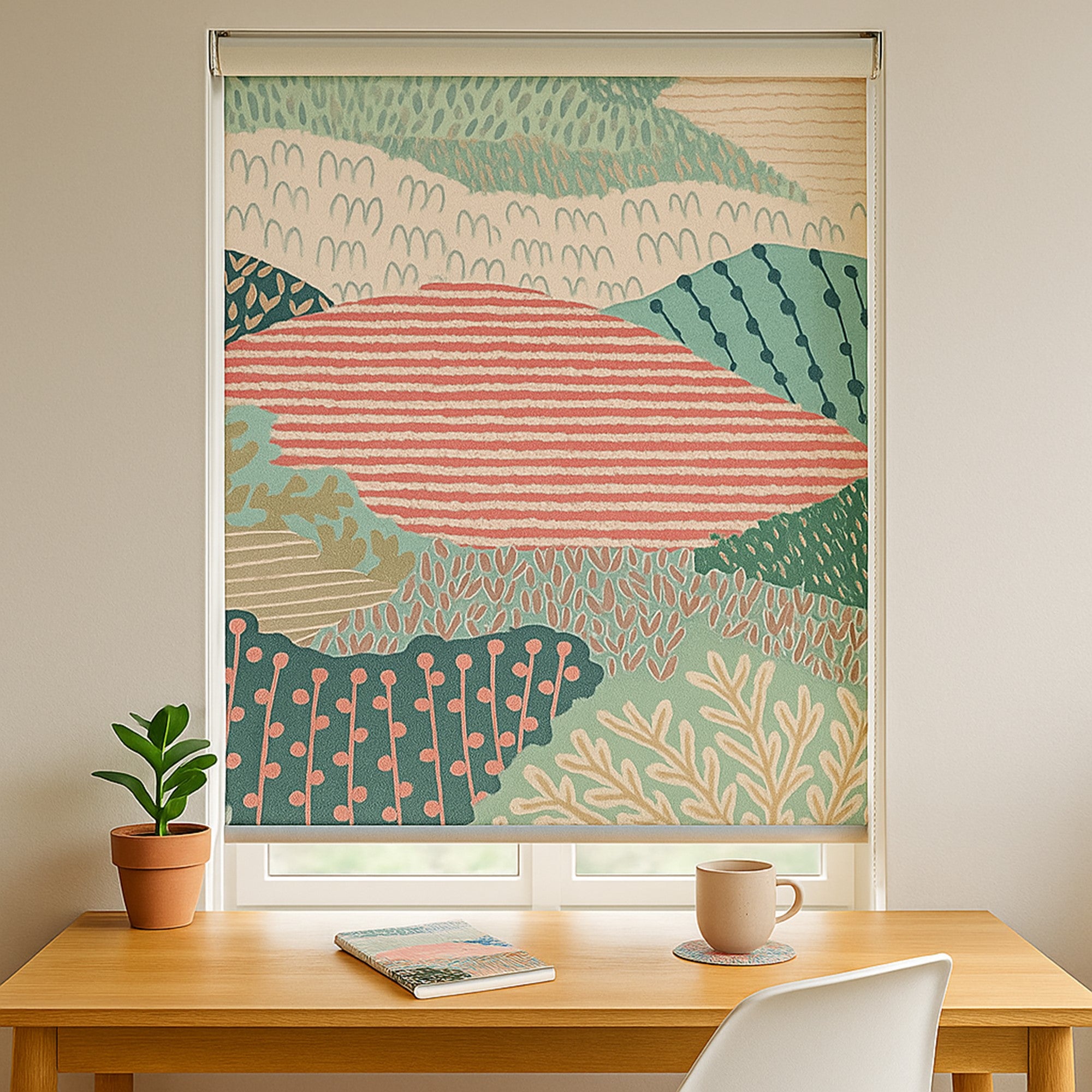 Hand-Drawn Landscape Japanese Inspired Window Roller Shade – Art Shades