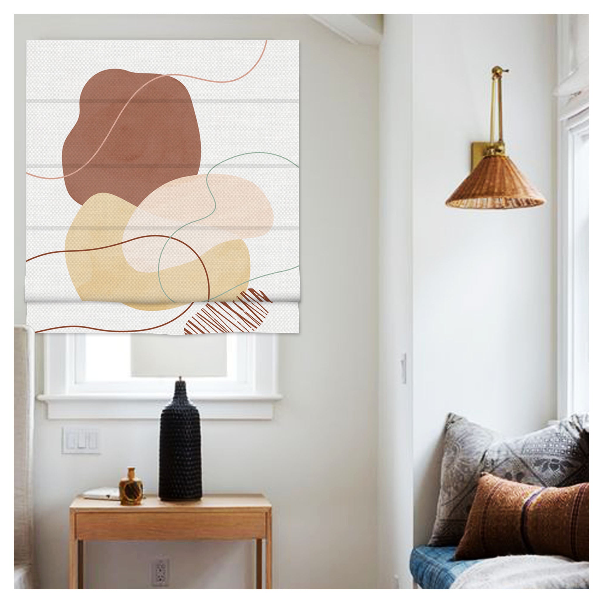 Boho Abstract Water Color Print Roman Shade – Art Shades