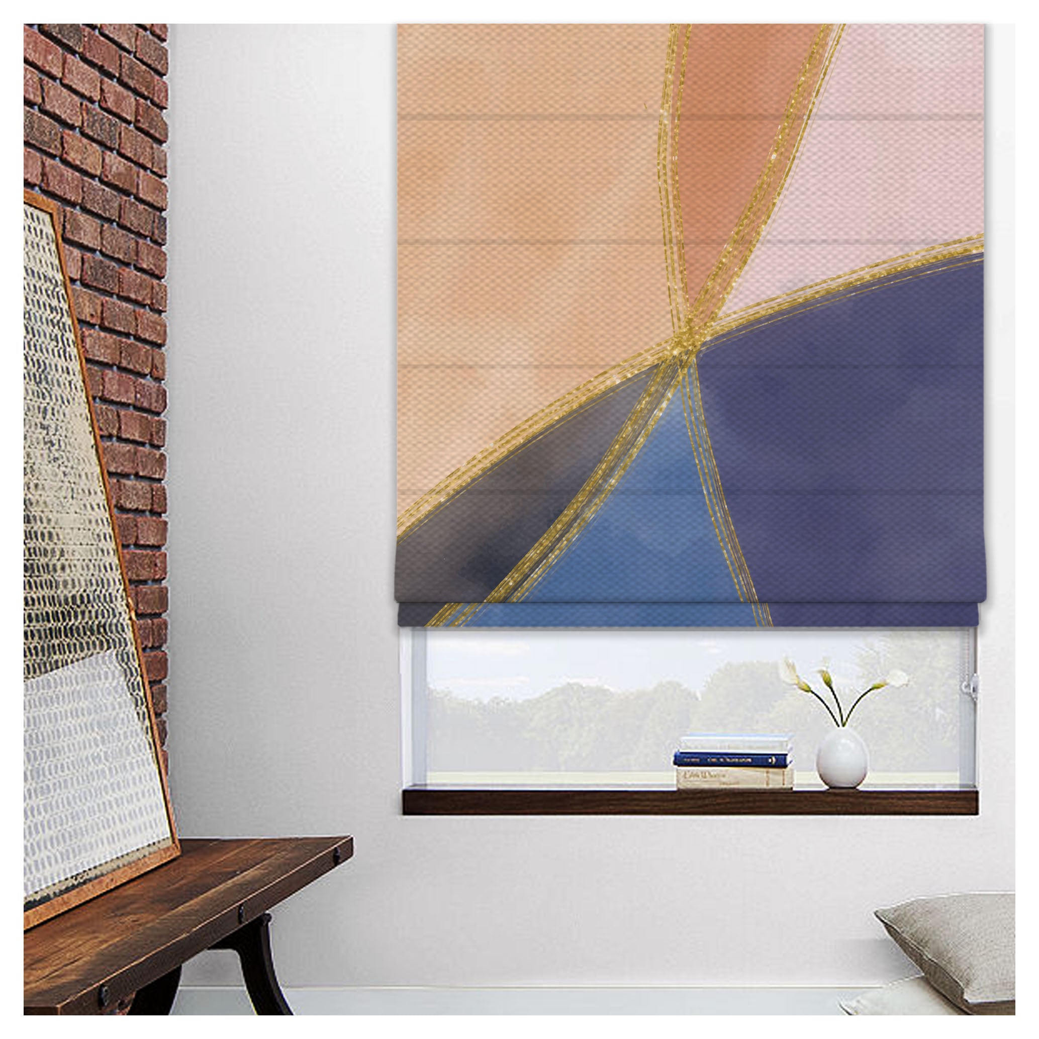 Abstract Watercolor Pattern Print Window Roman Shade – Art Shades