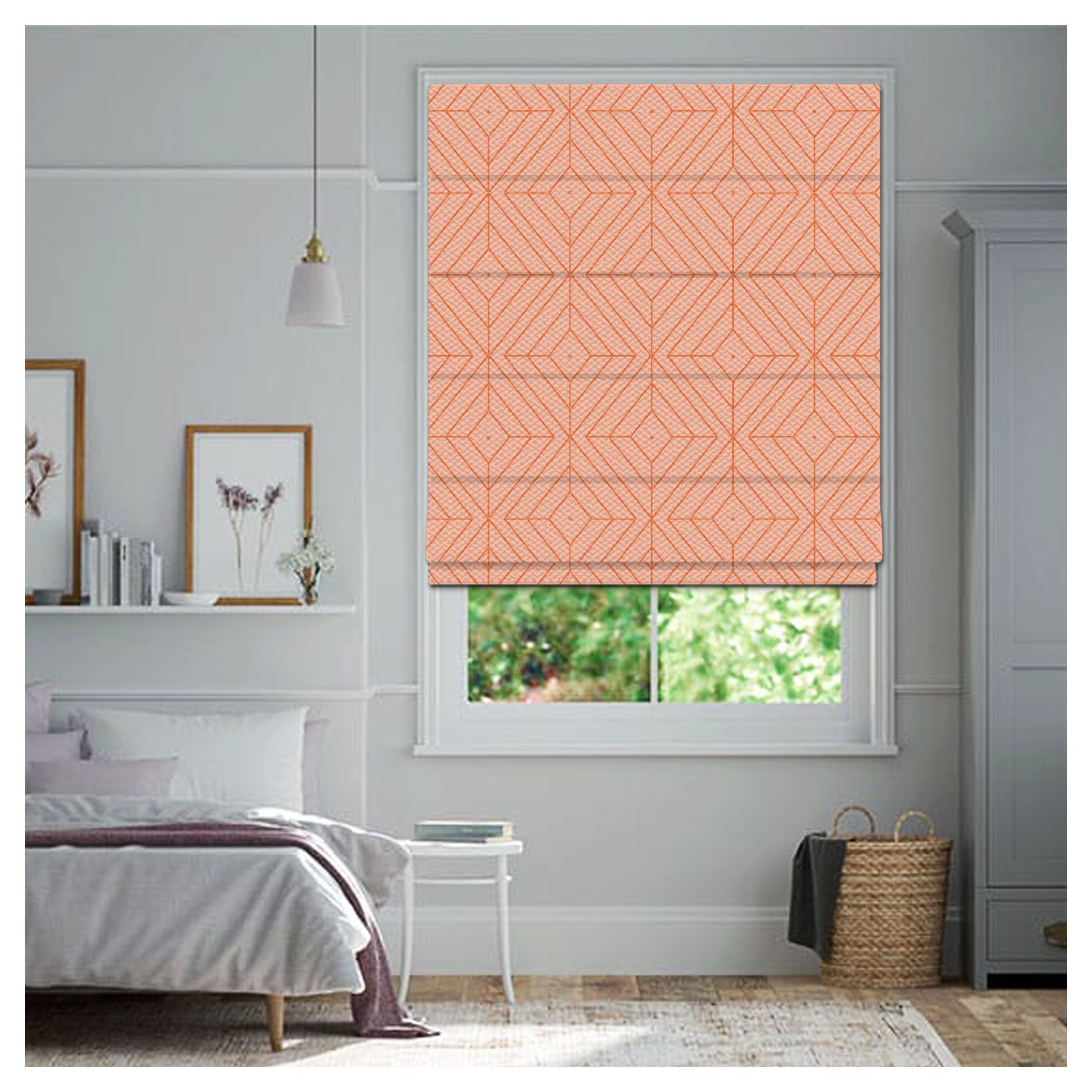Midcentury Geometric Pattern Print Window Roman Shade – Art Shades
