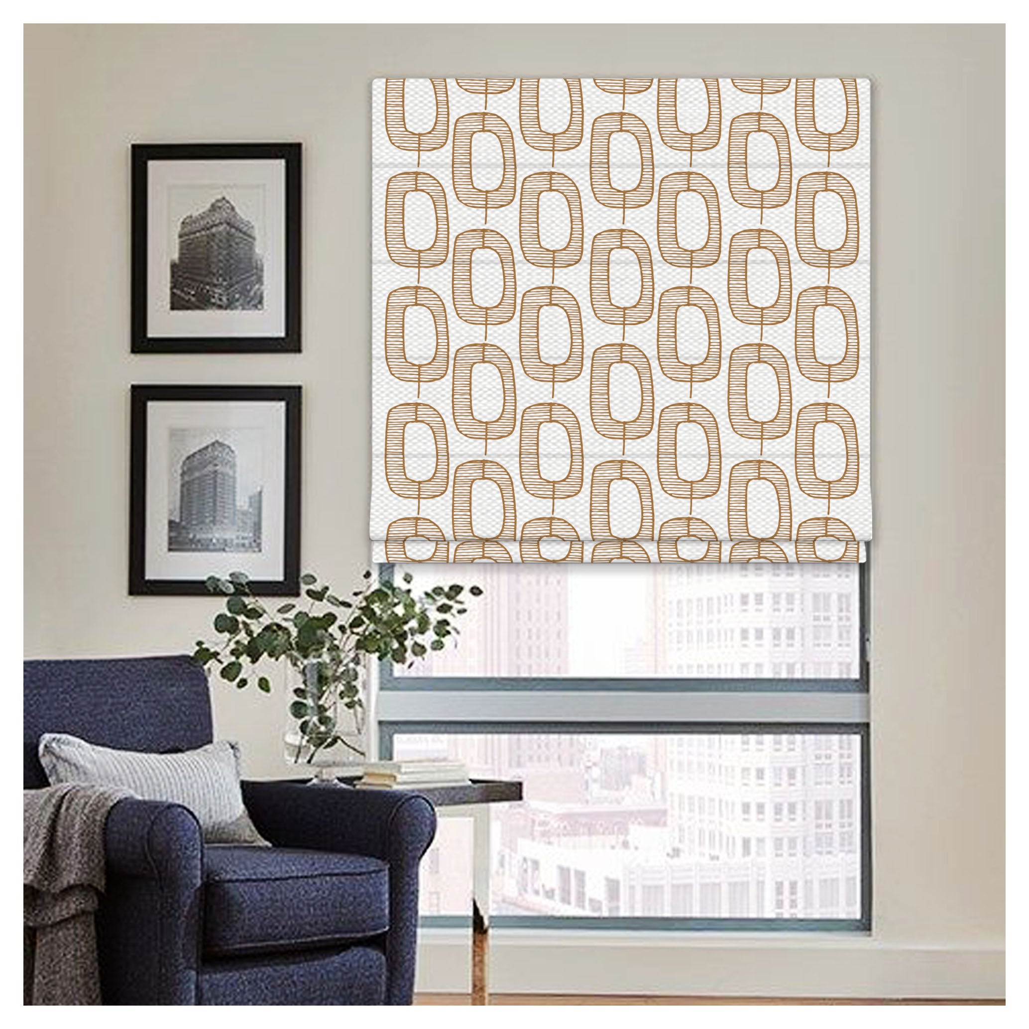Modern Organic Geometric Shapes Window Roman Shade – Art Shades
