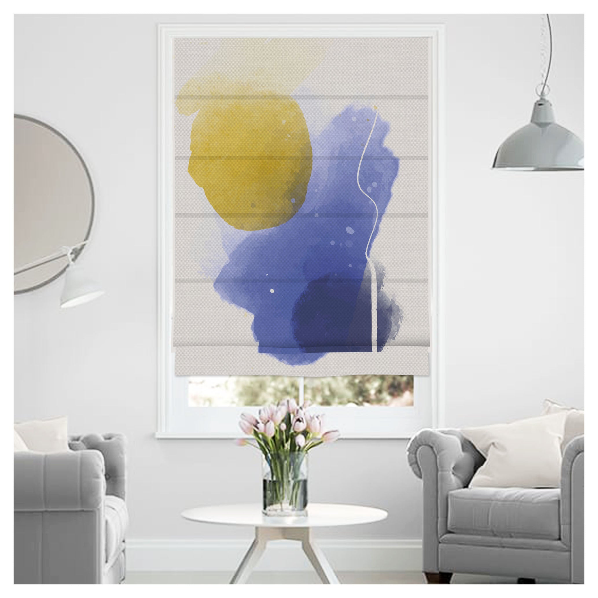 Two Tones Watercolor Paints Window Roman Shade – Art Shades