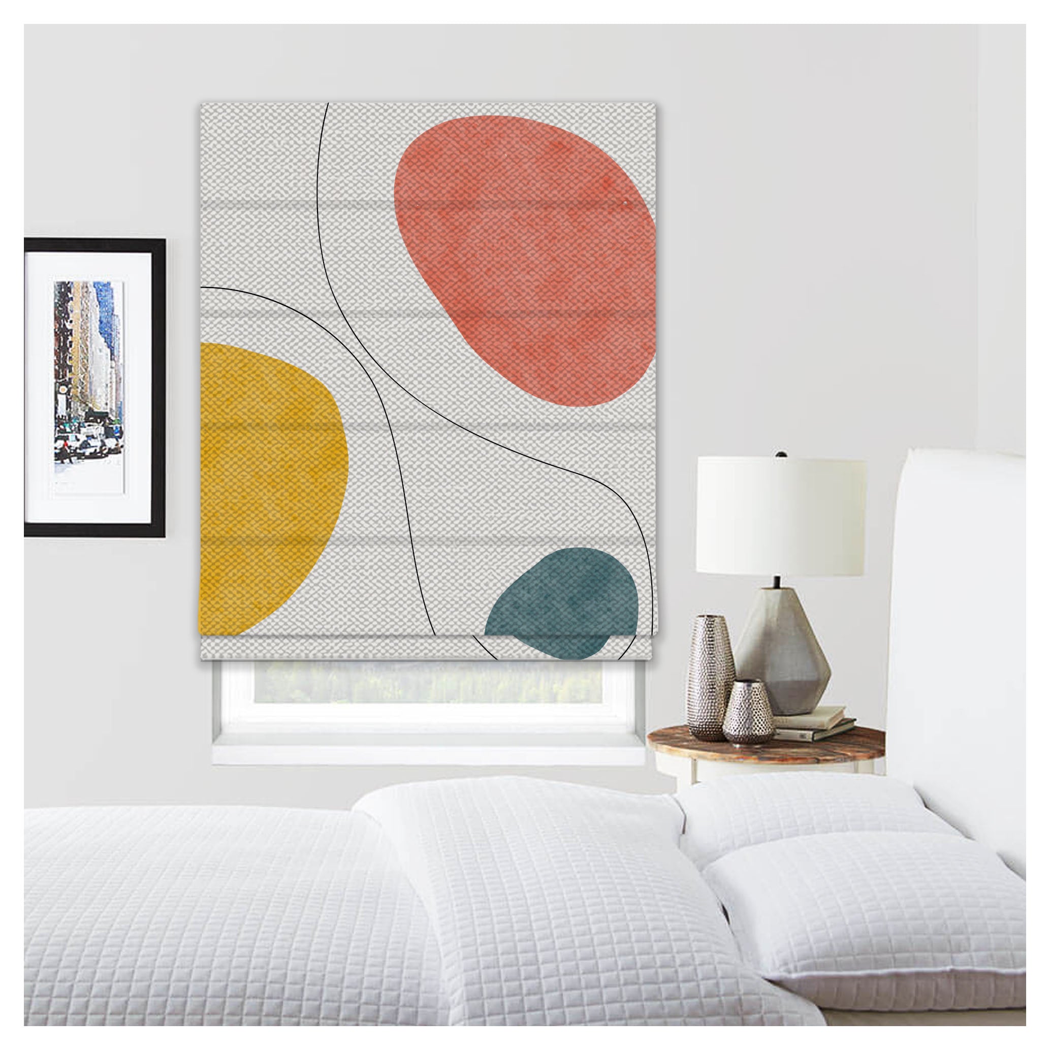 Abstract Watercolor Pattern Print Window Roman Shade – Art Shades