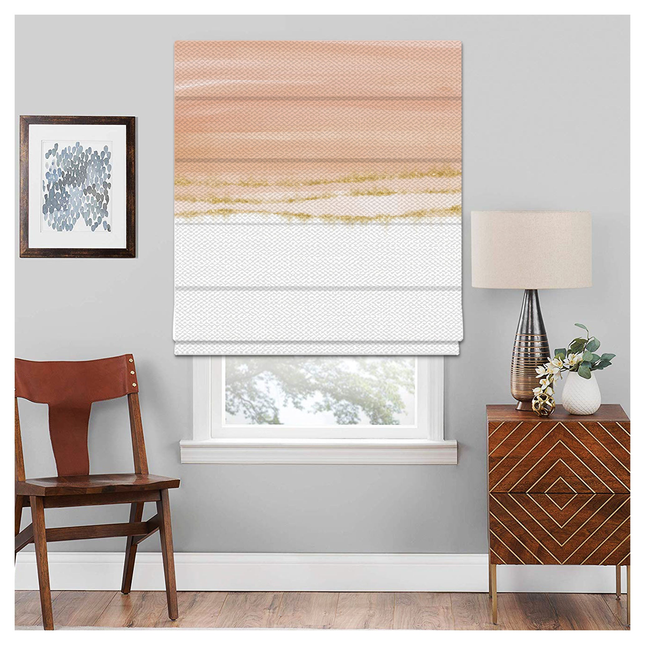 Neutral Watercolor Pattern Print Window Roman Shade – Art Shades