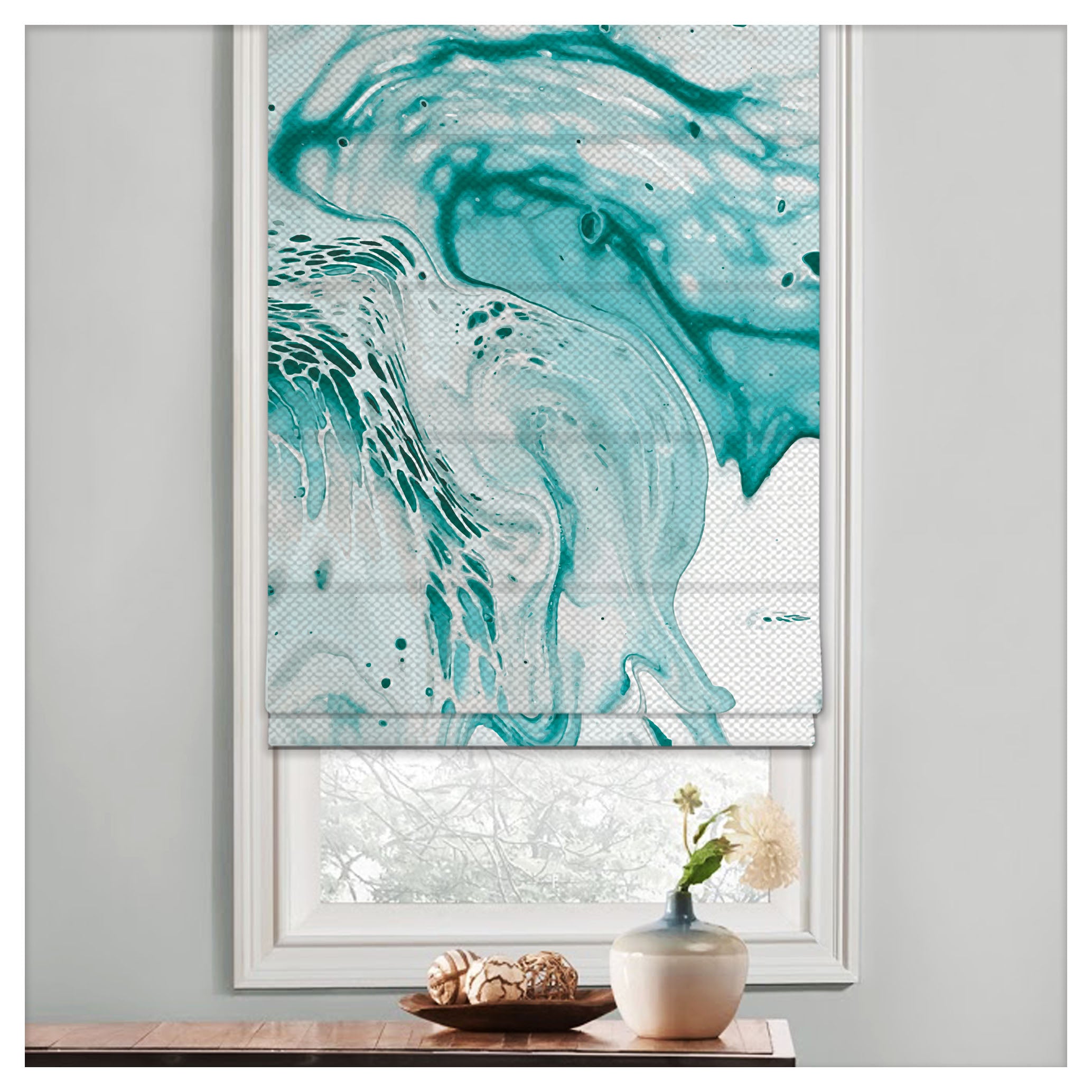 Watercolor Abstract Marble Pattern Print Window Roman Shade – Art Shades