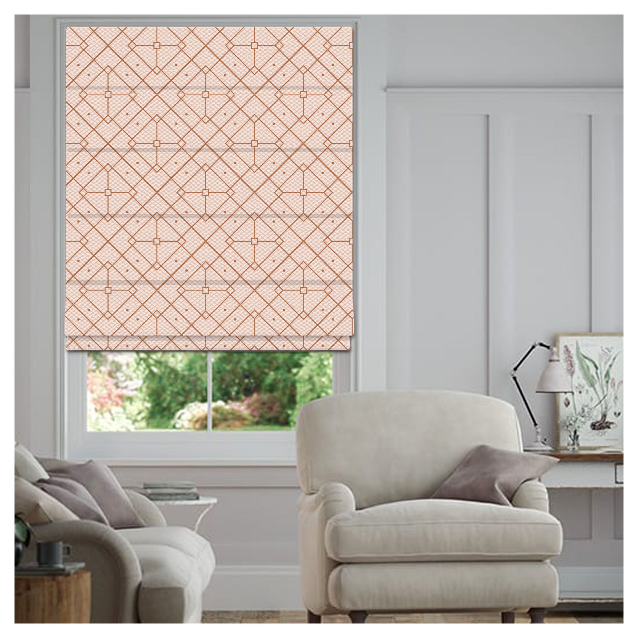 Mid Century Geometric Pattern Print Window Roman Shade – Art Shades
