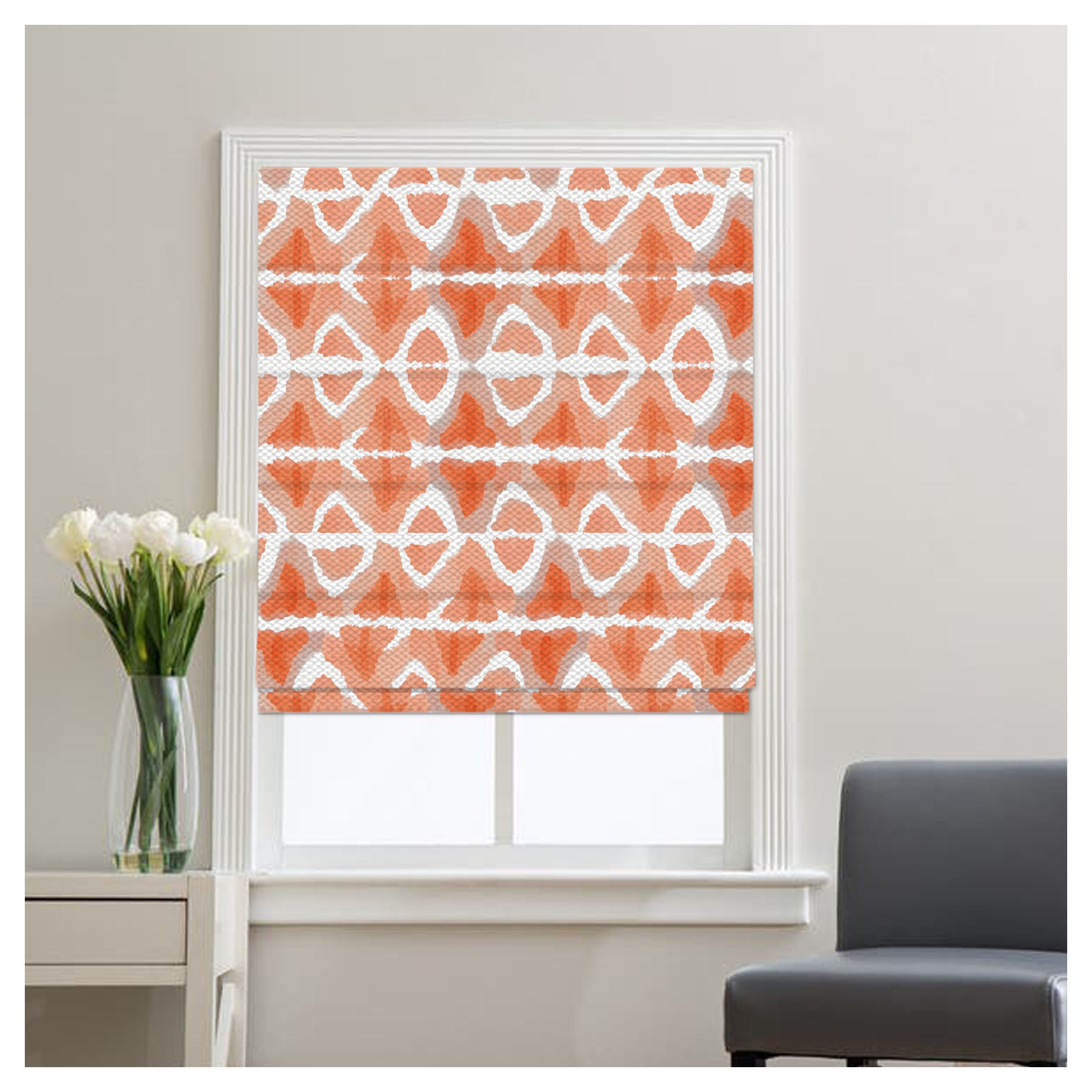 Orange Watercolor Abstract Southwestern Window Roman Shade – Art Shades