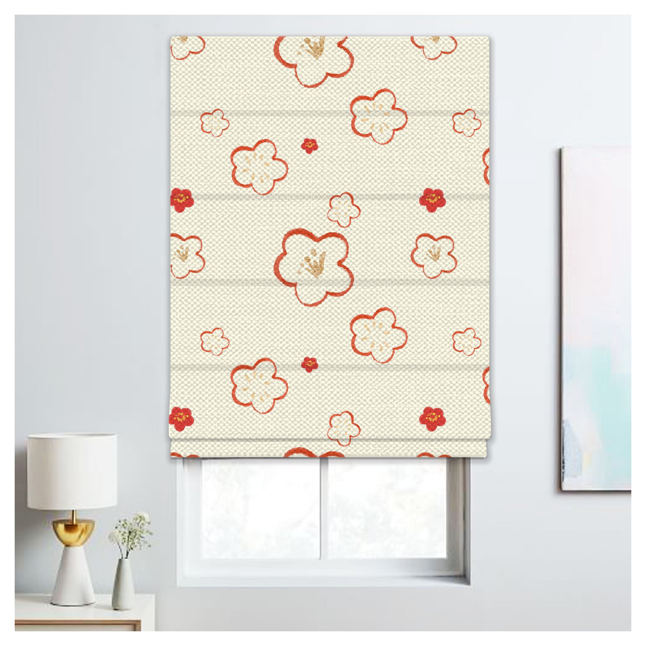 Hand Drawn Flowers Pattern Print Window Roman Shade – Art Shades
