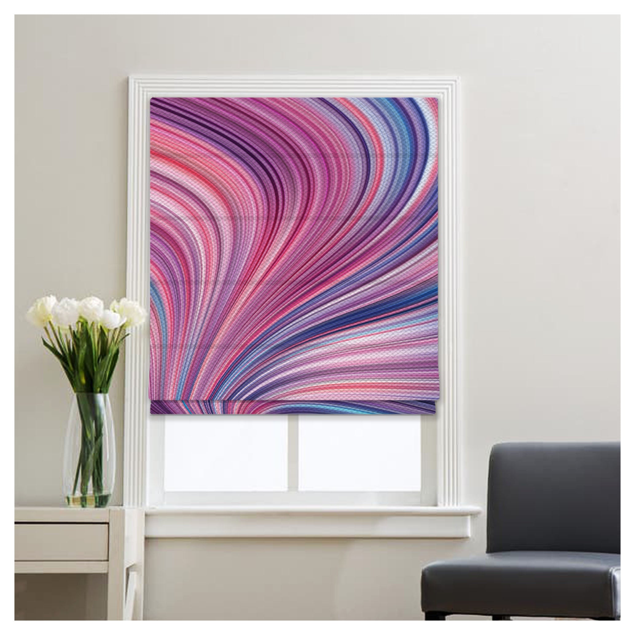 Abstract Painting Paper Marbling Print Window Roman Shade – Art Shades