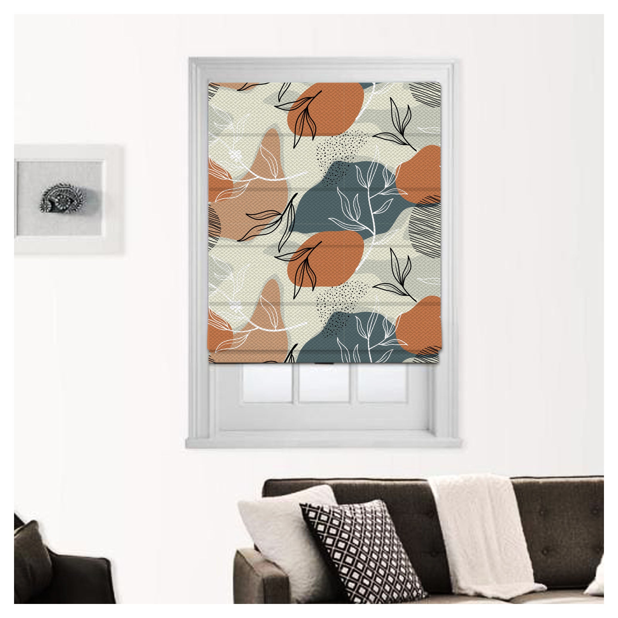Natural Plant Abstract Terracotta Window Roman Shade – Art Shades