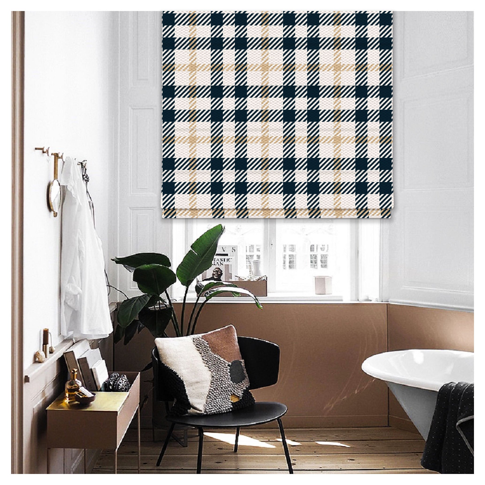 Elegant Tartan Pattern Print Window Roman Shade – Art Shades