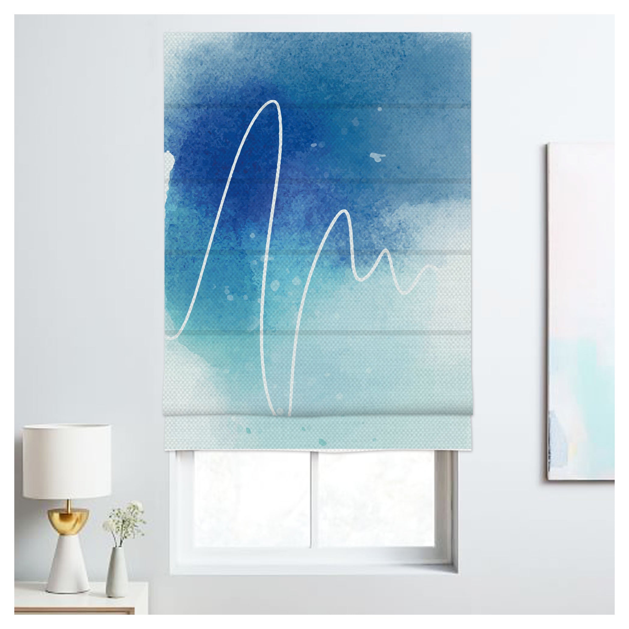 Watercolor Blue Paint Window Roman Shade – Art Shades