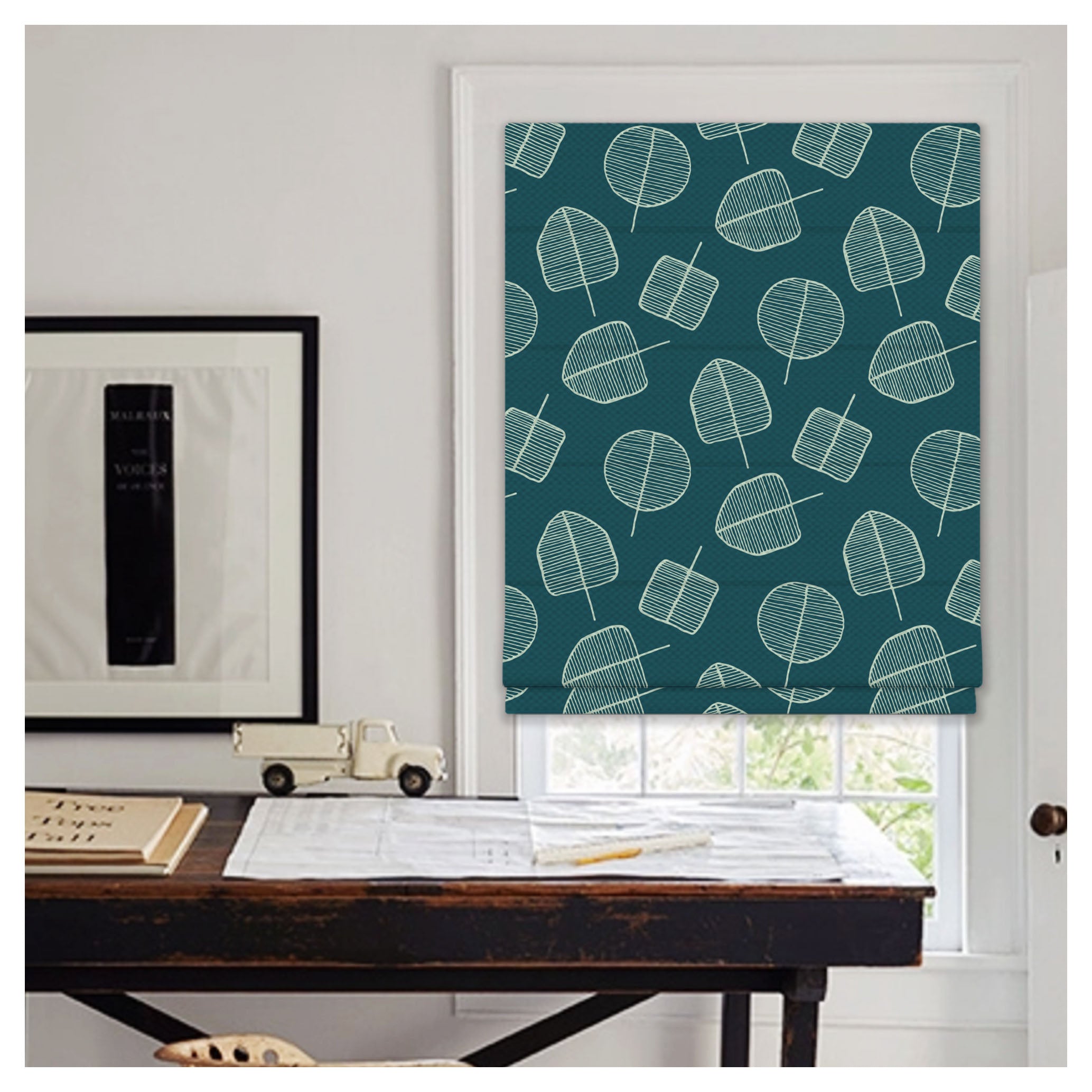 Forest Leaf Pattern Scandinavian Print Window Roman Shade – Art Shades
