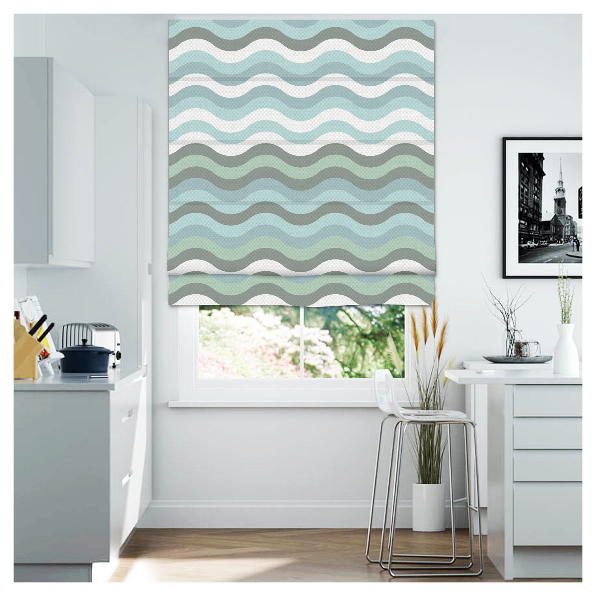 Pastel Curvy Wave Window Roman Shade – Art Shades