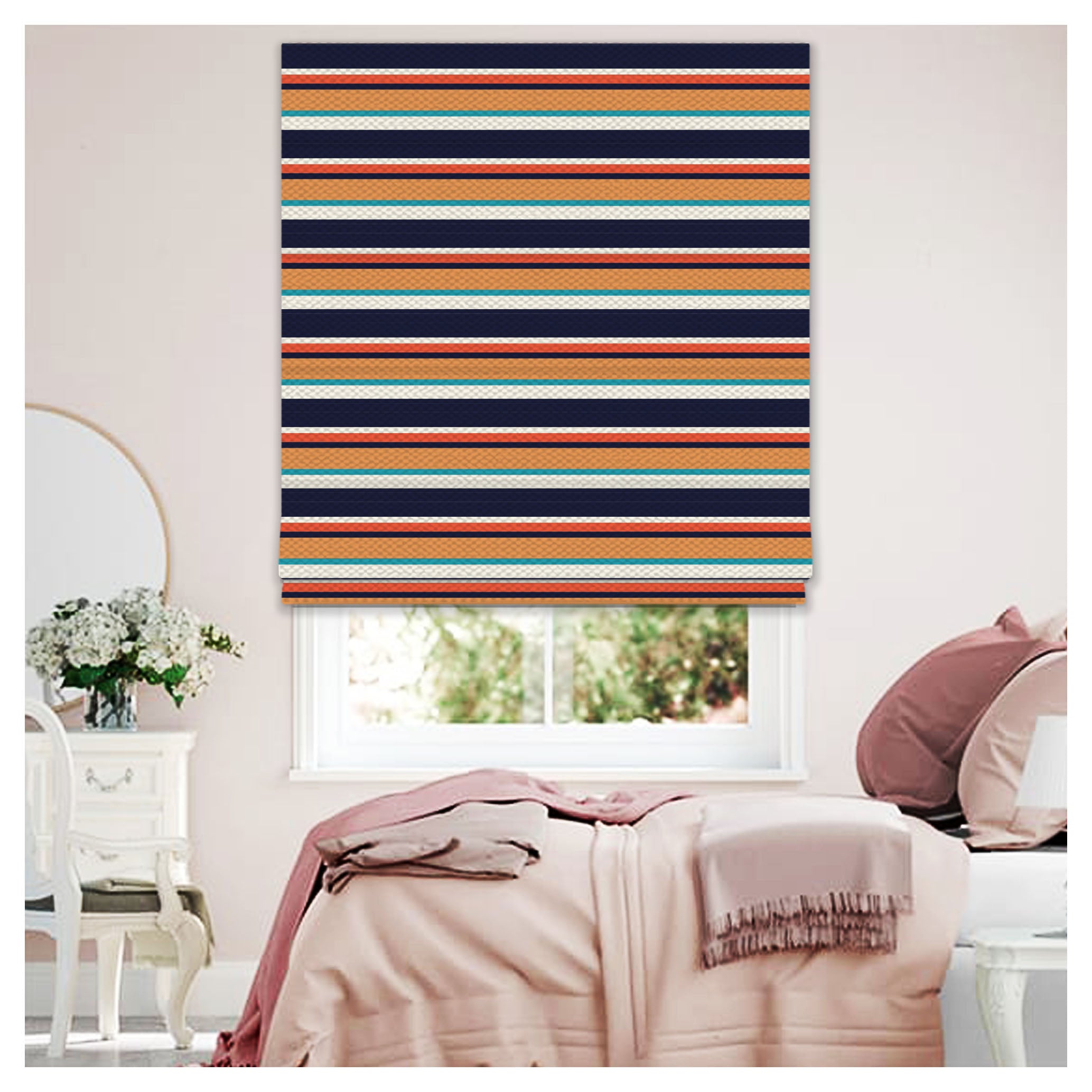 Lineal Colorful Geometric Seamless Pattern Print Window Roman Shade ...