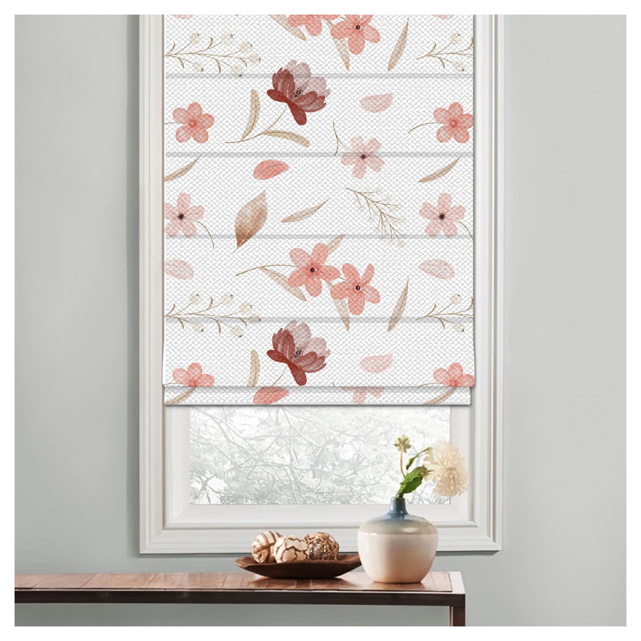 Watercolor Floral Pattern Print Window Roman Shade – Art Shades