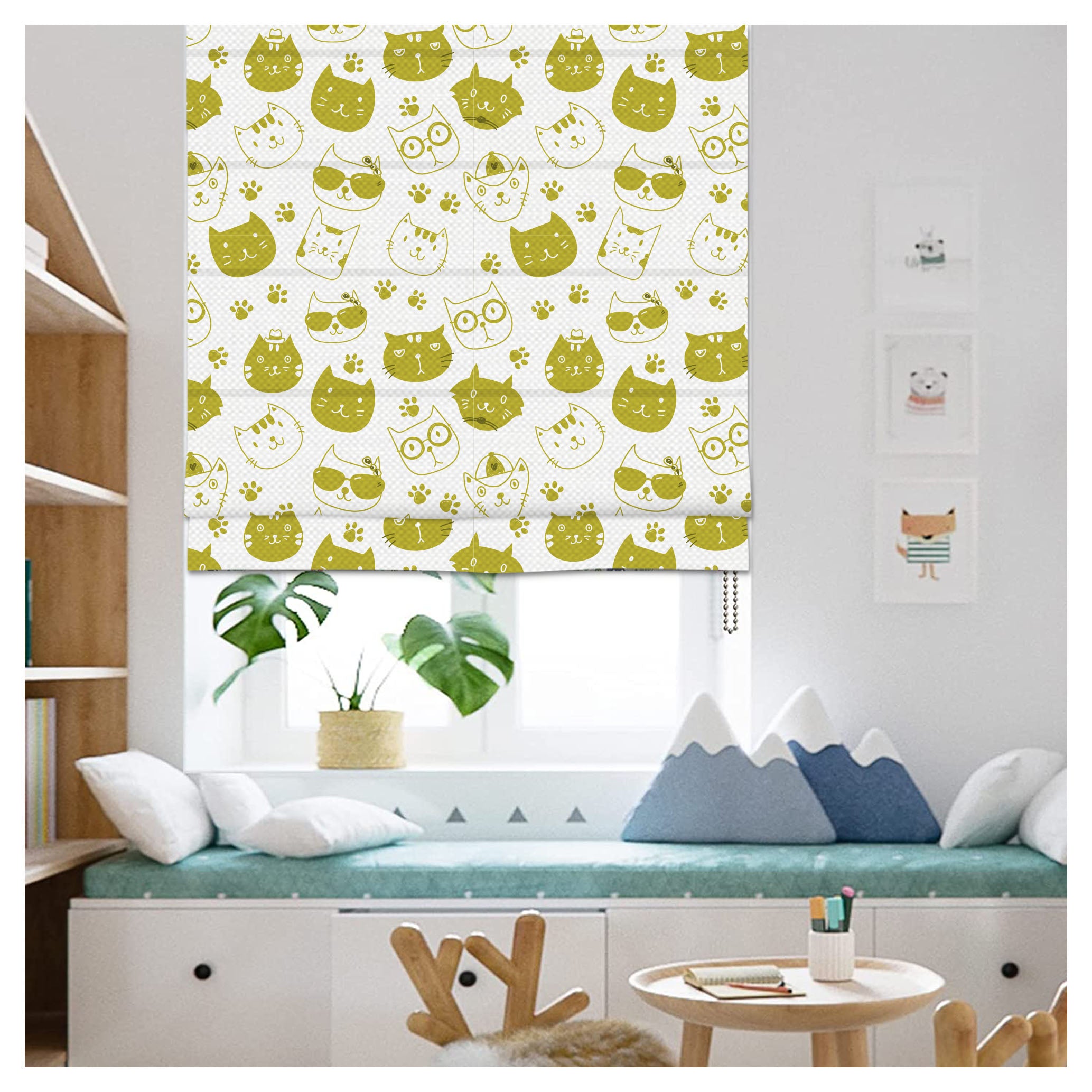 Nursery Kitty Cat Meow Window Roman Shade – Art Shades
