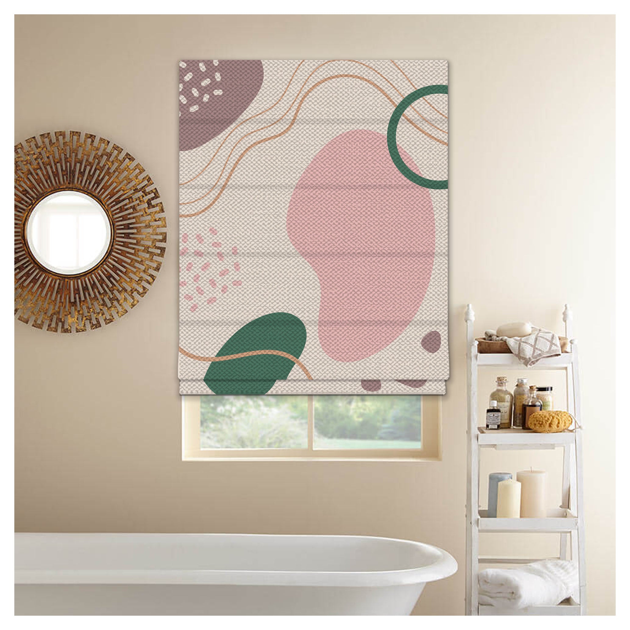 Neutral Minimalist Organic Shapes Window Roman Shade – Art Shades