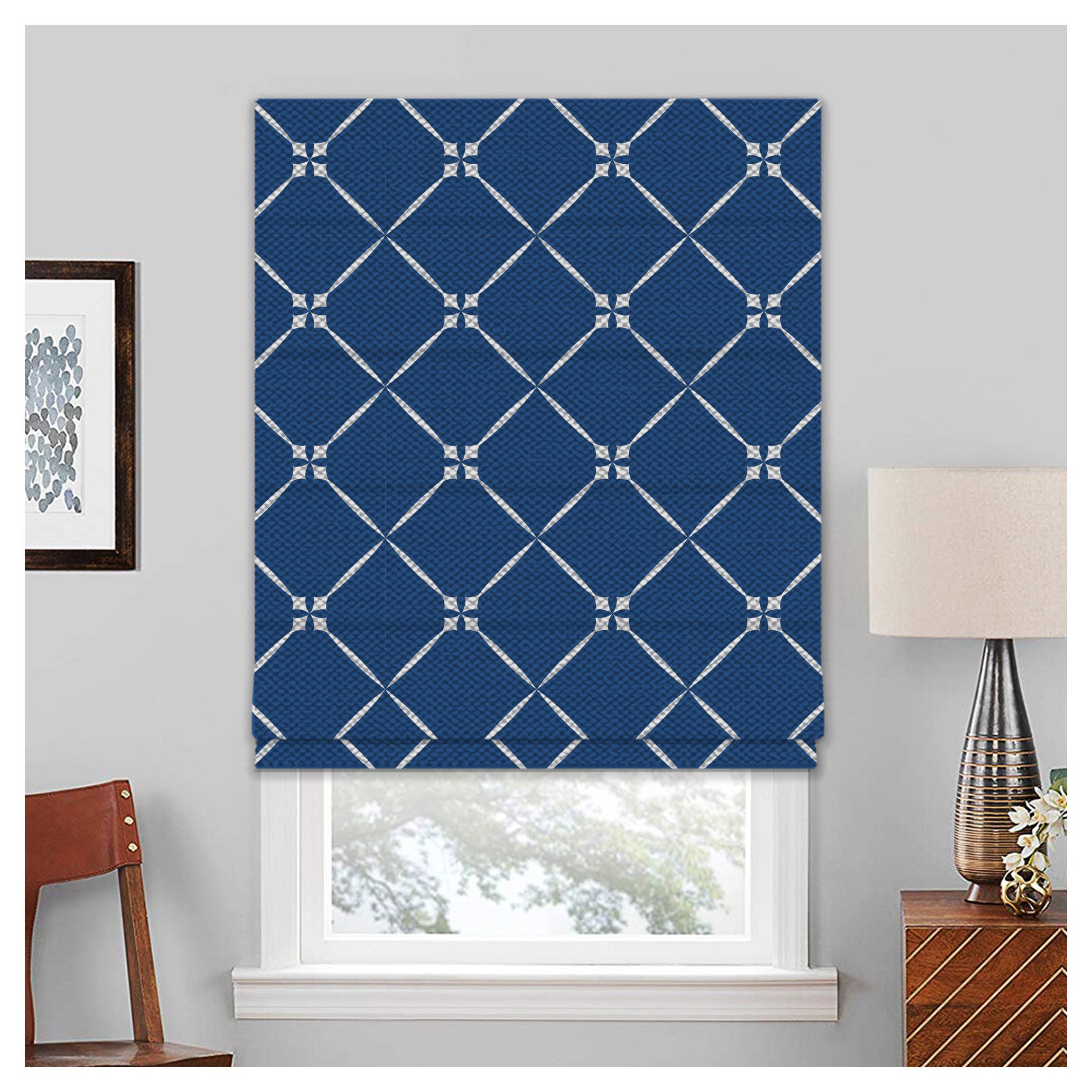Geometric Classic Pattern Print Window Roman Shade – Art Shades