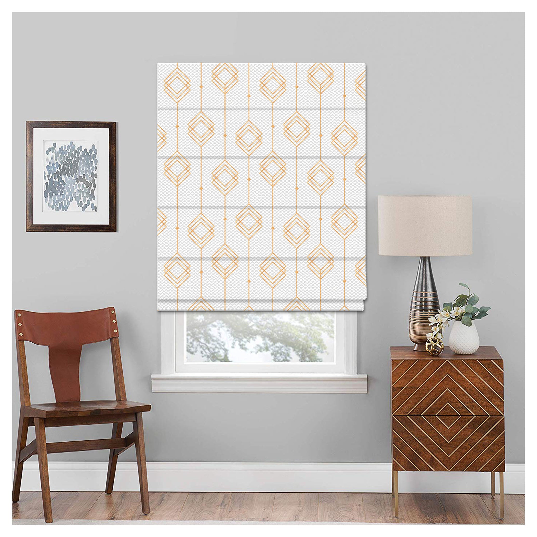 Contemporary Geometric Pattern Print Window Roman Shade – Art Shades