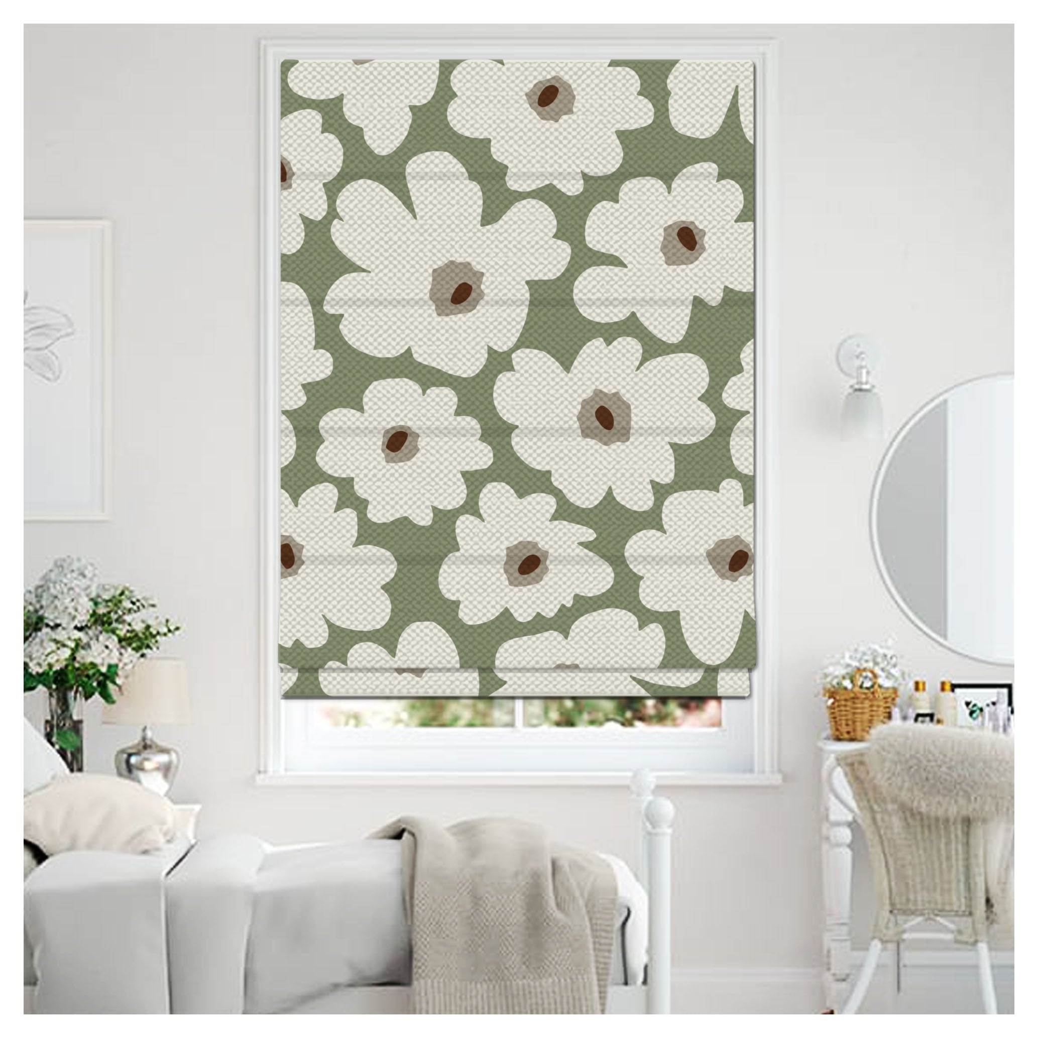 Flower Contemporary Art Pattern Print Window Roman Shade – Art Shades