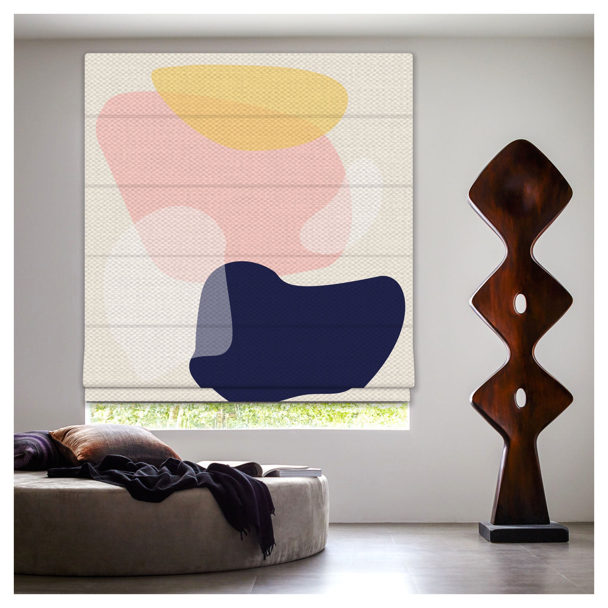 Abstract Boho Scandinavian Art Window Roman Shade – Art Shades