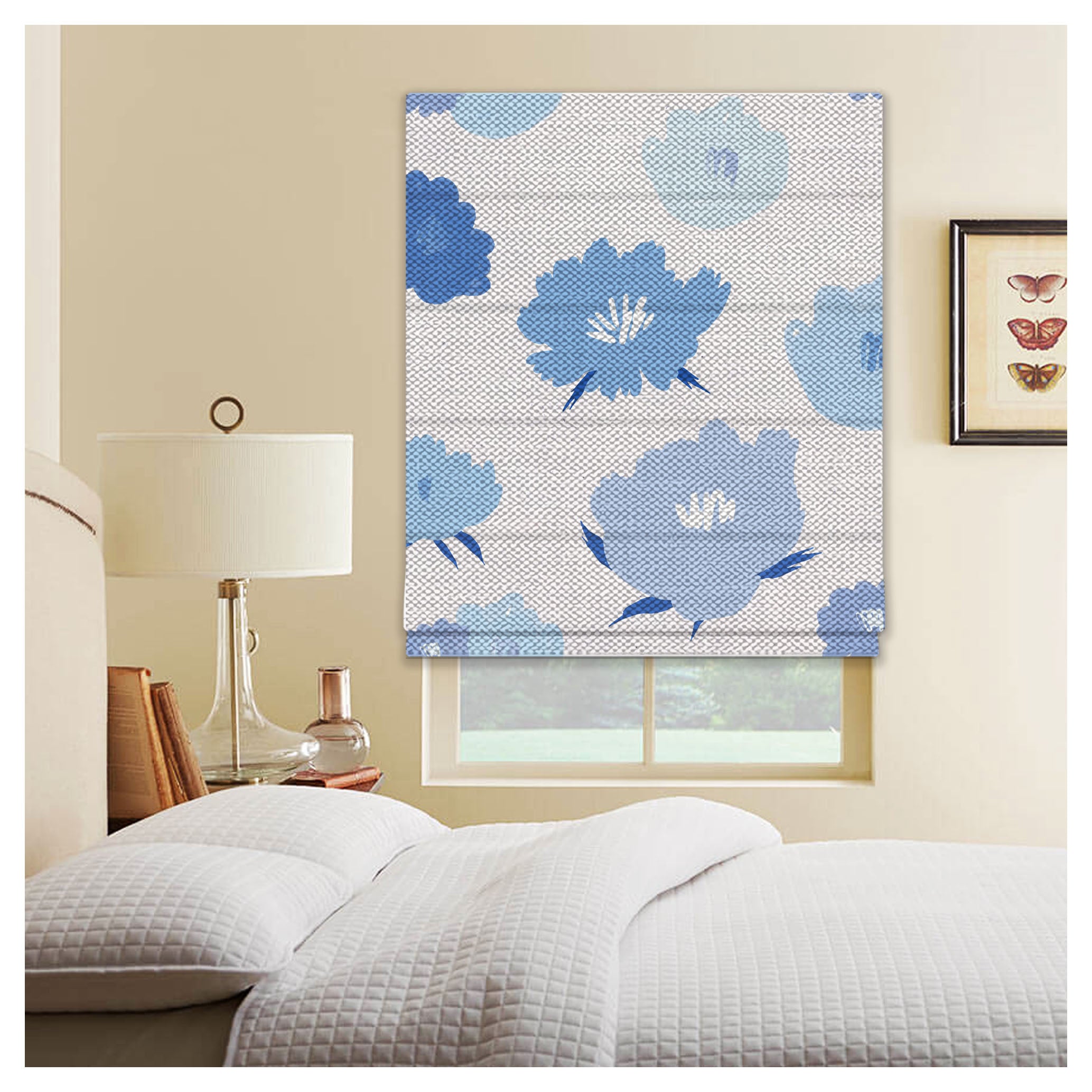 Hand Drawn Flowers Pattern Print Window Roman Shade – Art Shades