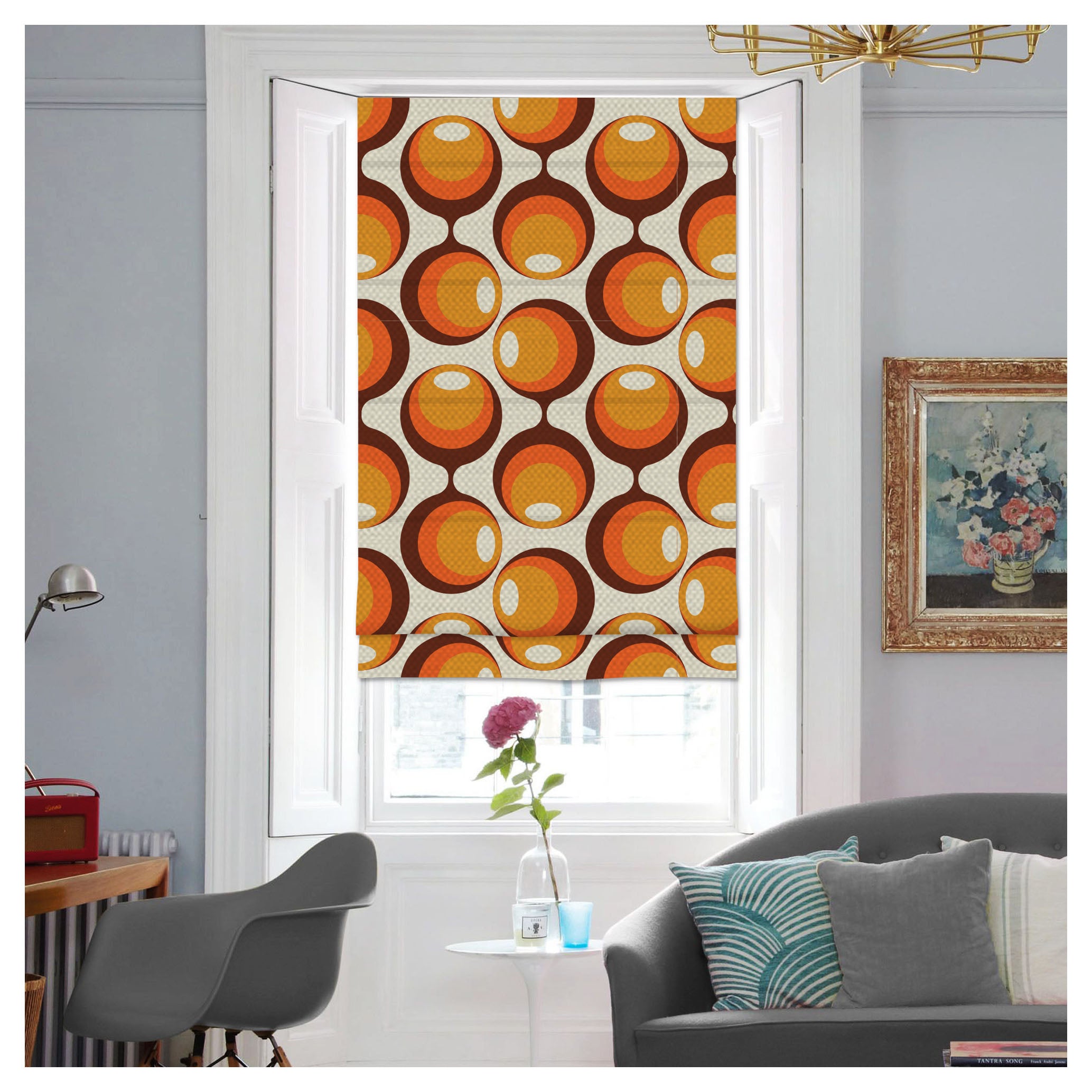 Retro Circle Geometric Print Roman Shade – Art Shades
