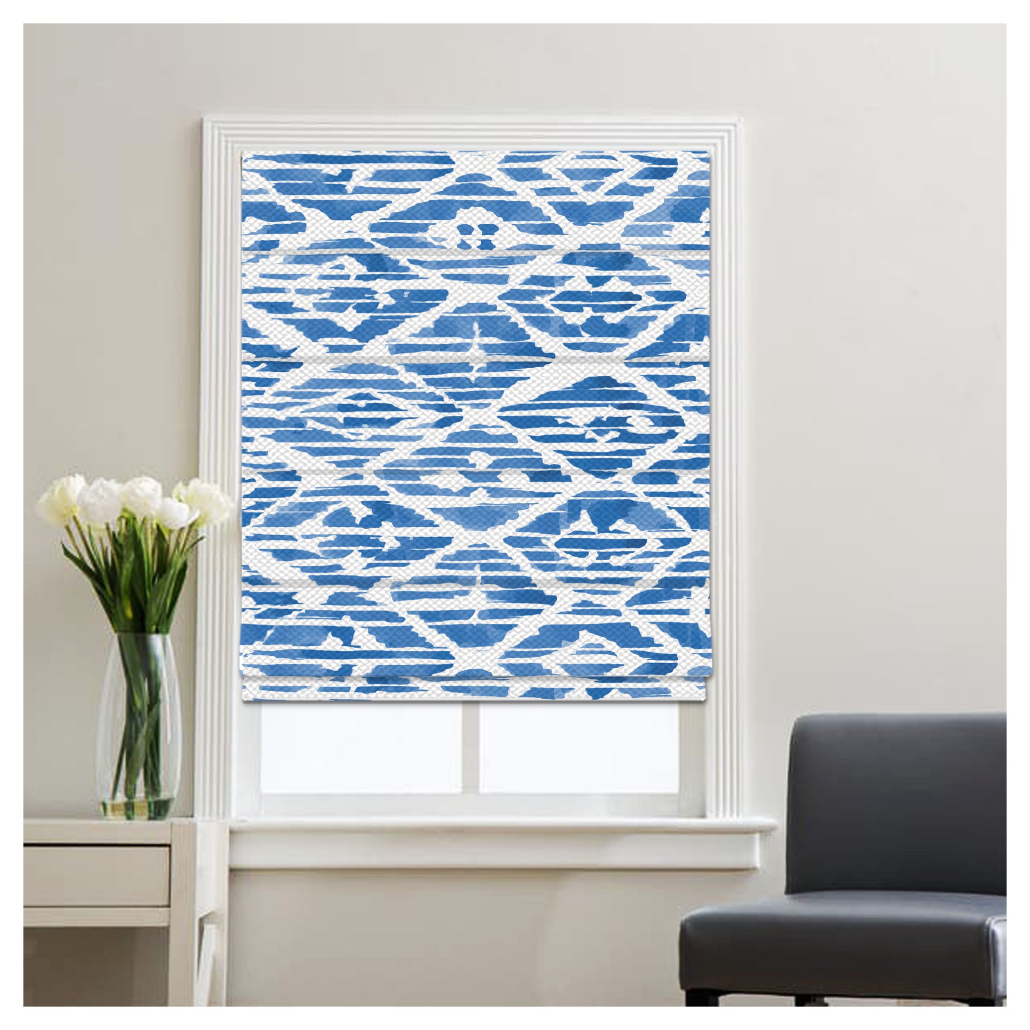 Blue Watercolor Southwestern Painting Window Roman Shade – Art Shades