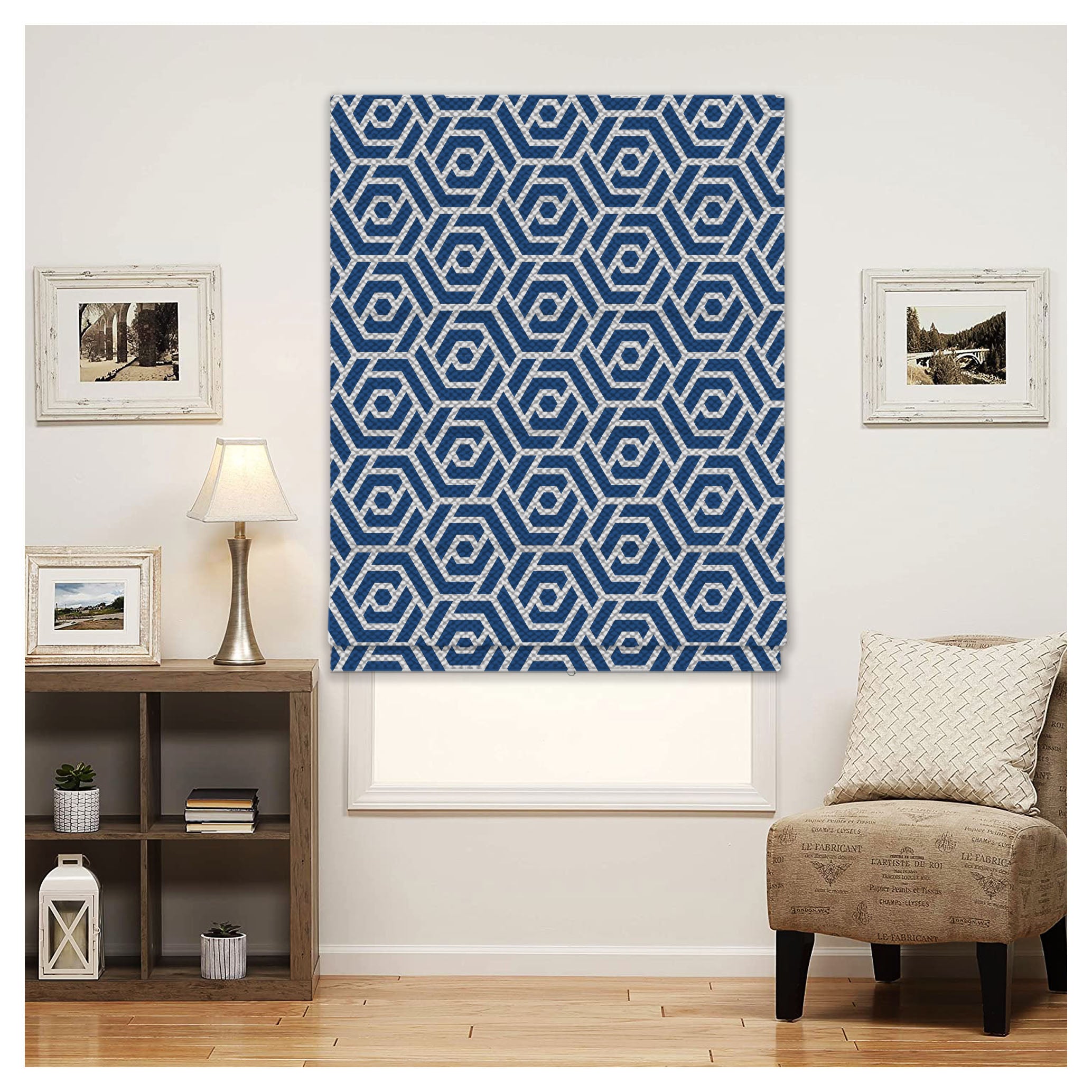 Geometric Classic Pattern Print Window Roman Shade – Art Shades