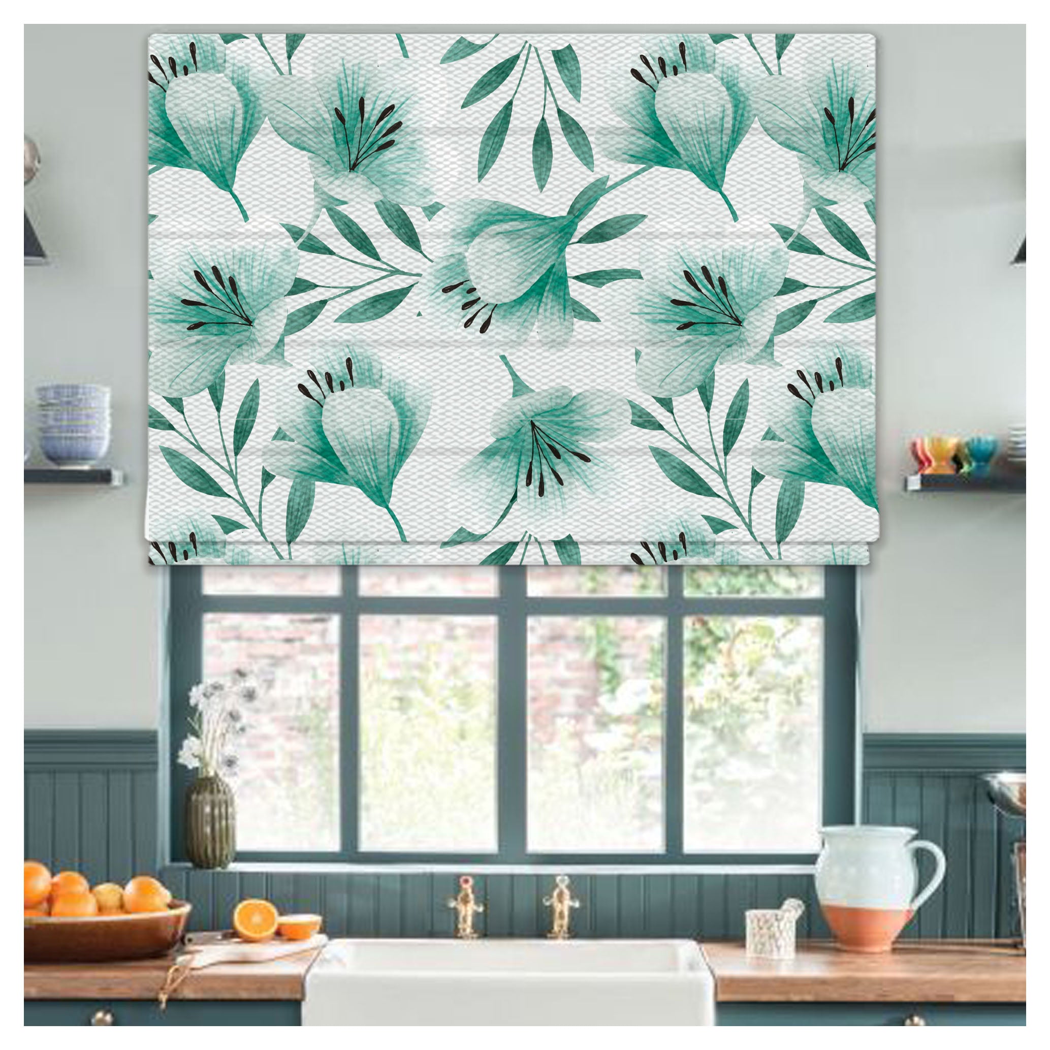 Watercolor Floral Pattern Print Window Roman Shade – Art Shades