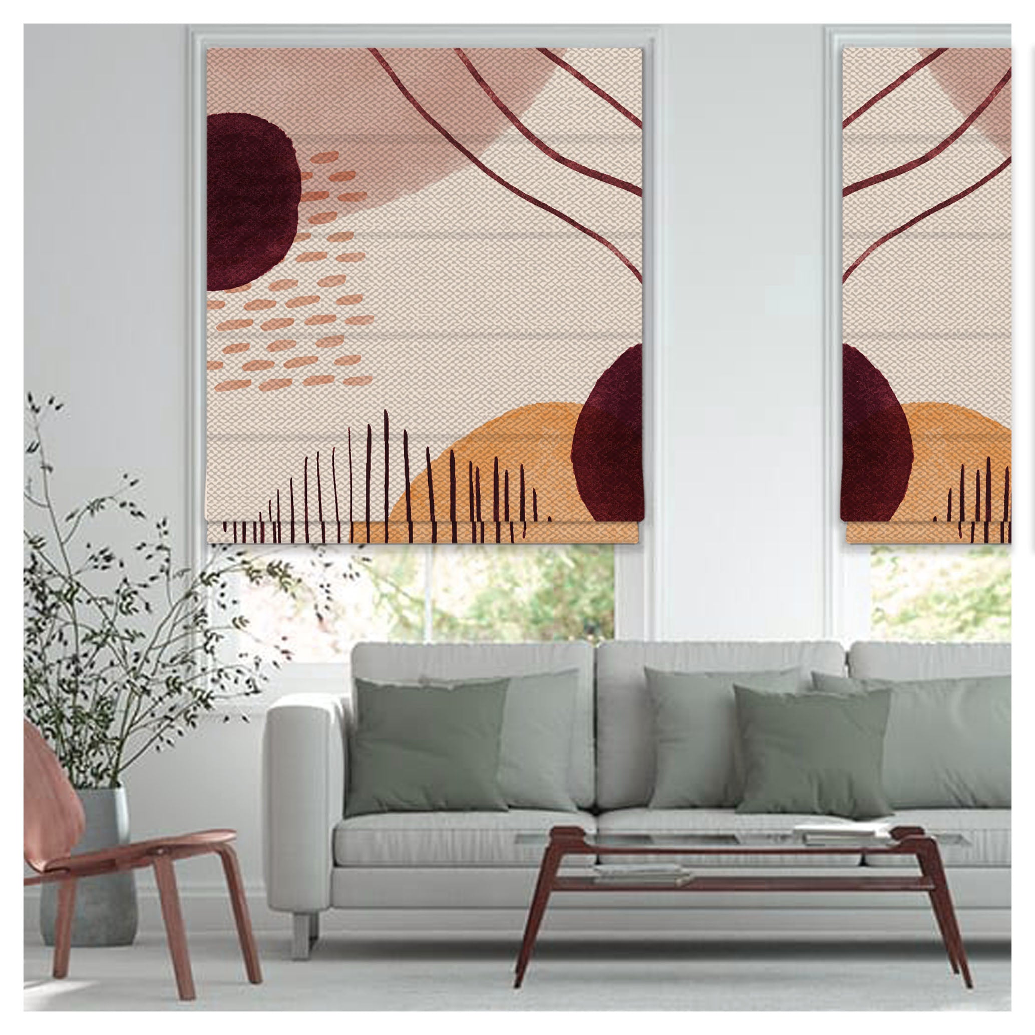 Midcentury Boho Vibes Window Roman Shade – Art Shades