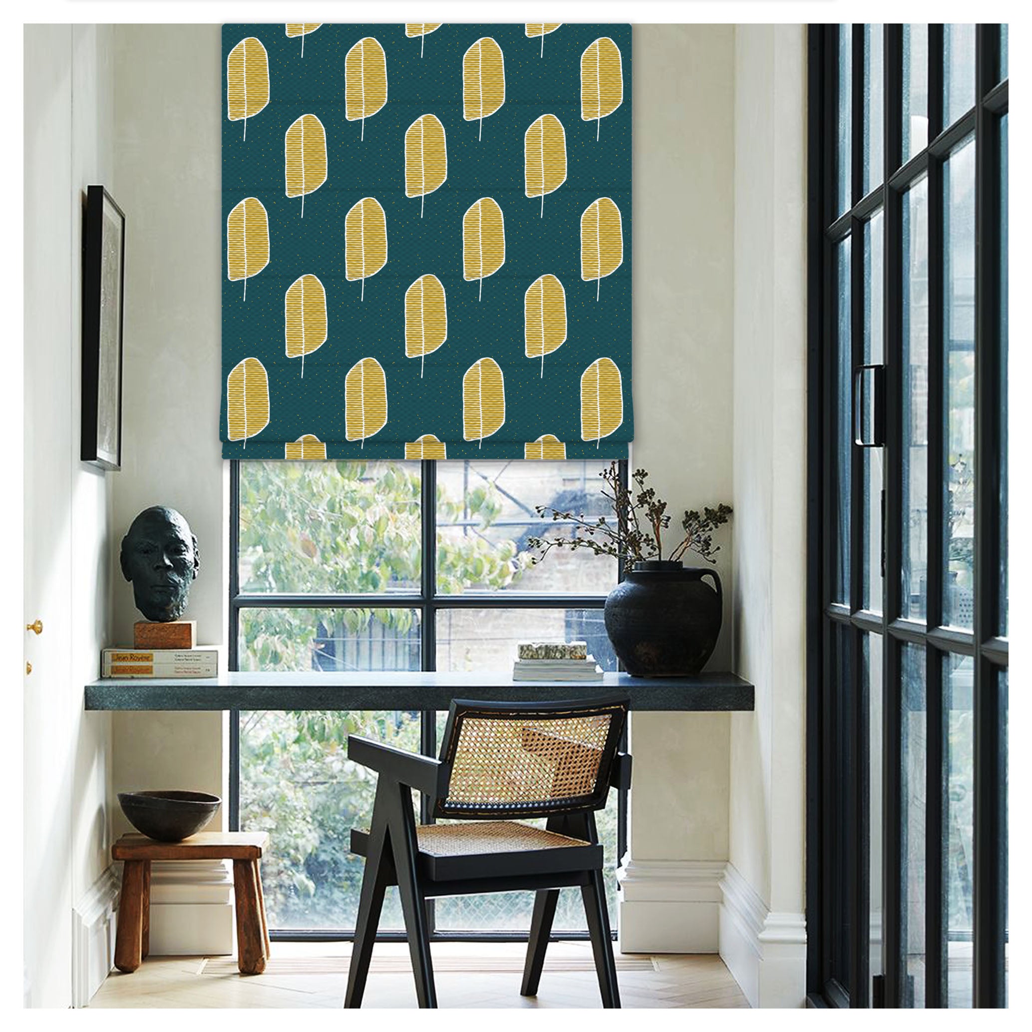 Forest Leaf Pattern Scandinavian Print Window Roman Shade – Art Shades