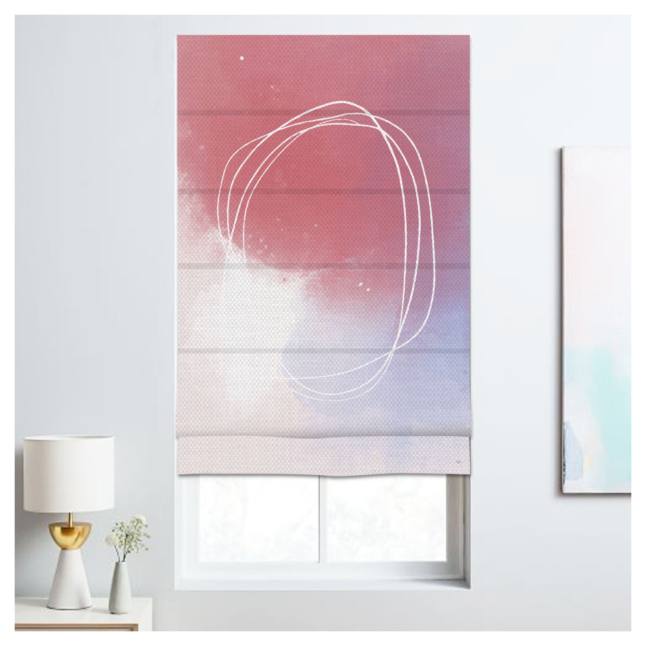 Abstract Watercolor Pattern Print Window Roman Shade – Art Shades
