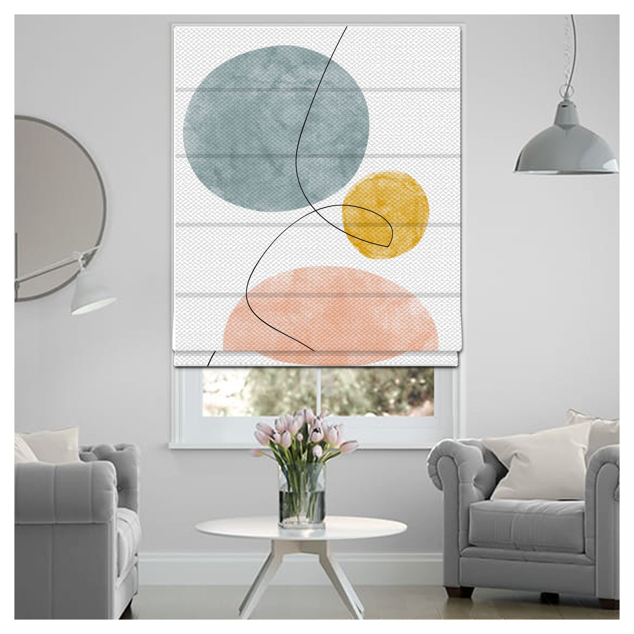 Abstract Watercolor Pattern Print Window Roman Shade – Art Shades
